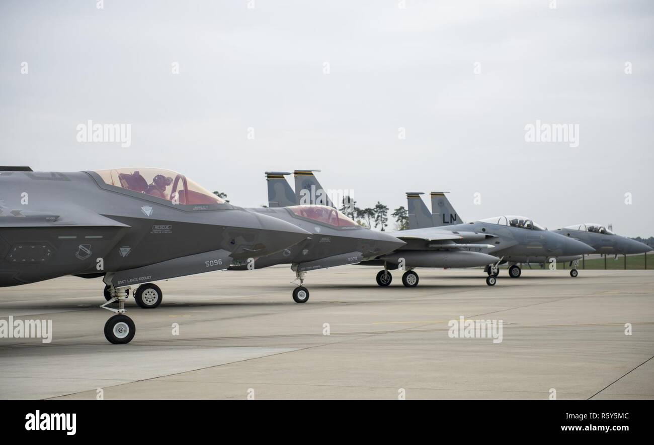 F-35A Lightning IIs from the 34th Fighter Squadron at Hill Air Force ...