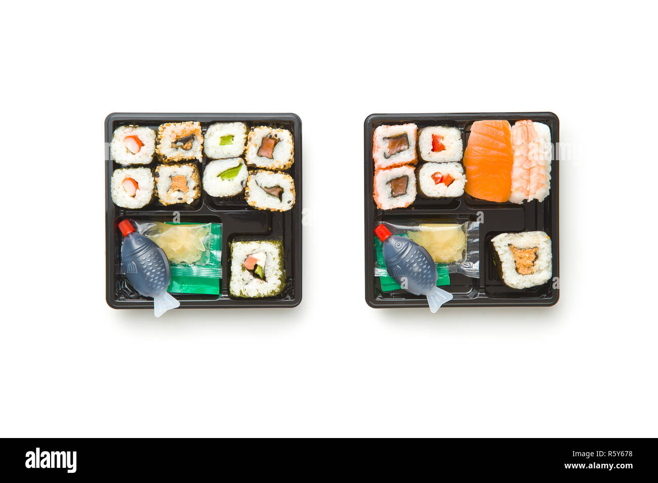 Overhead view fish sushi Cut Out Stock Images & Pictures - Alamy