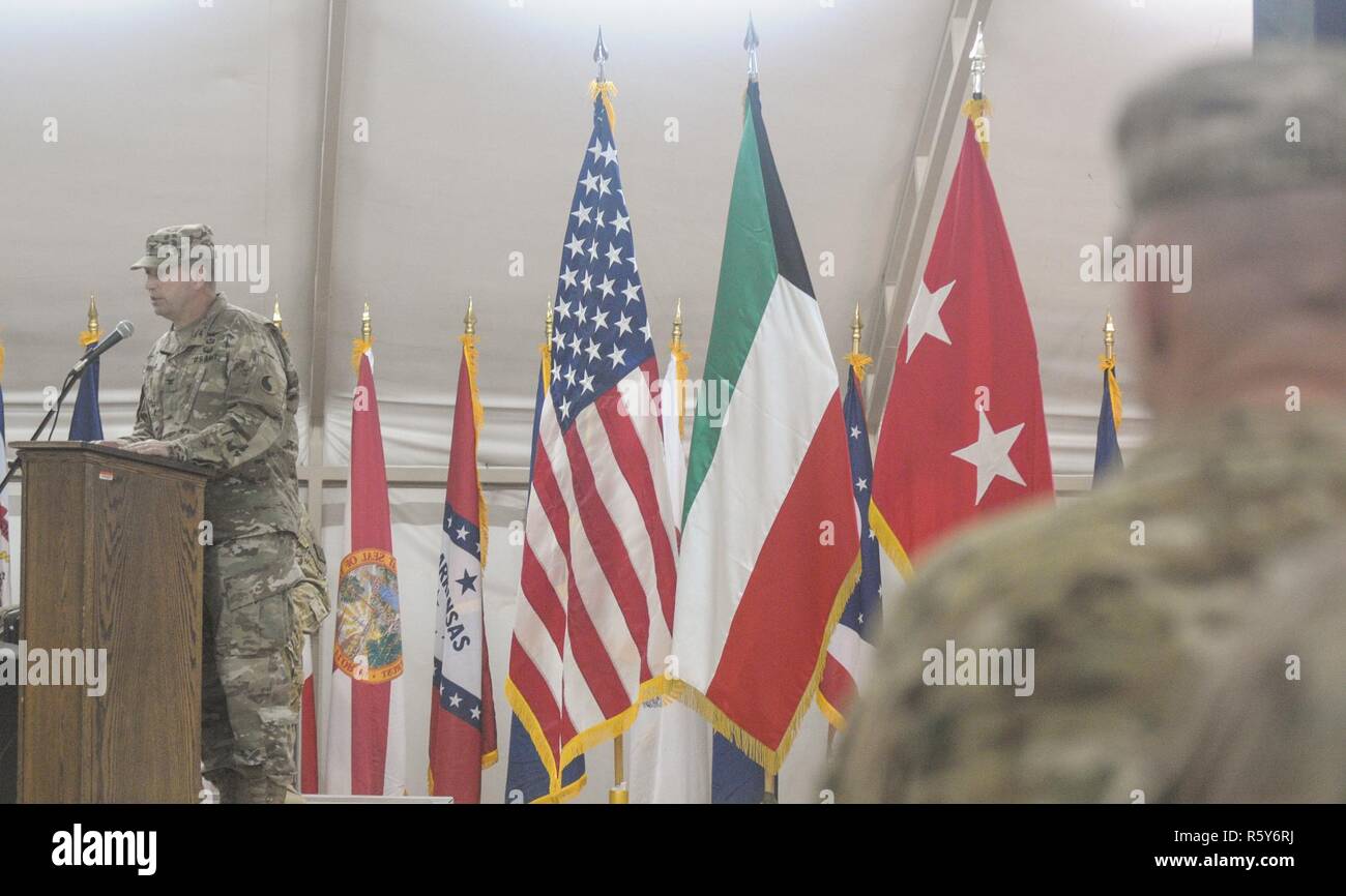 Col. Mark Beckler, commander of the 29th Combat Aviation Brigade gives ...