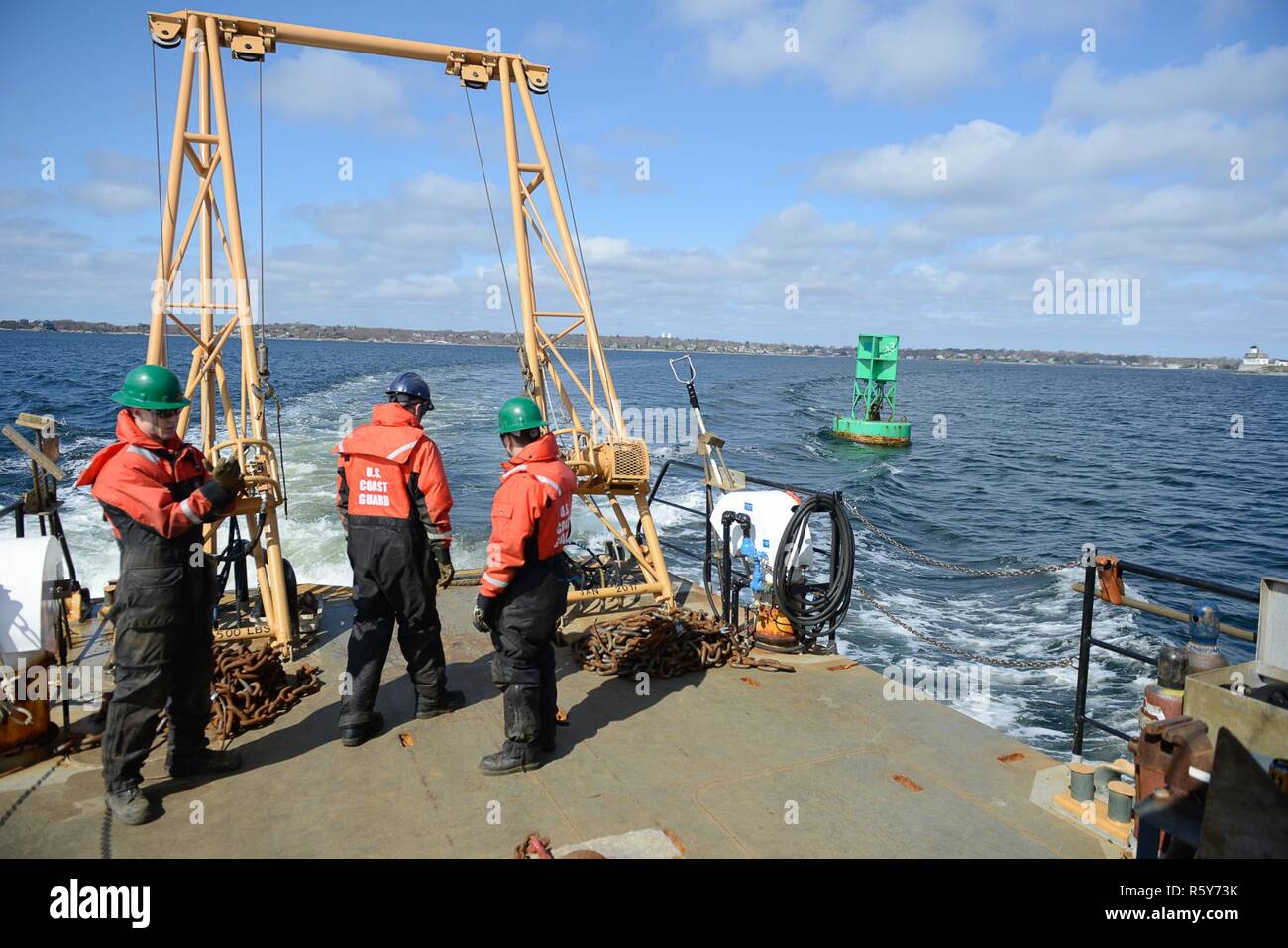The crew from Aids-to-Navigation Team Bristol is underway for buoy ...
