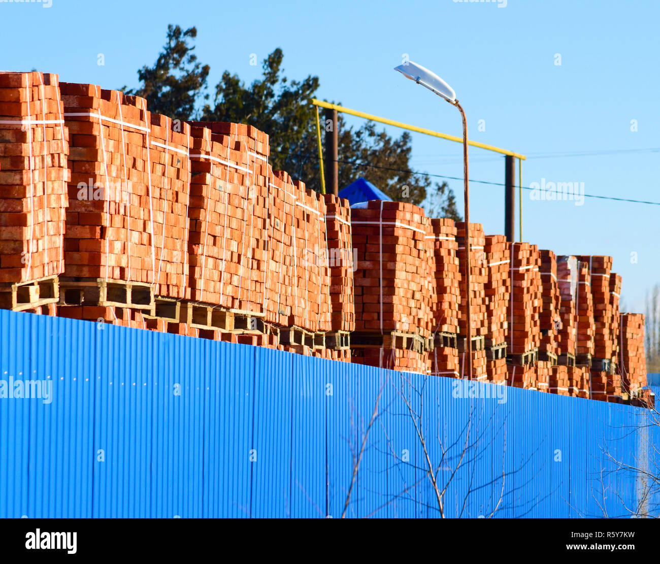 Construction material warehouse stack bricks hi-res stock photography ...