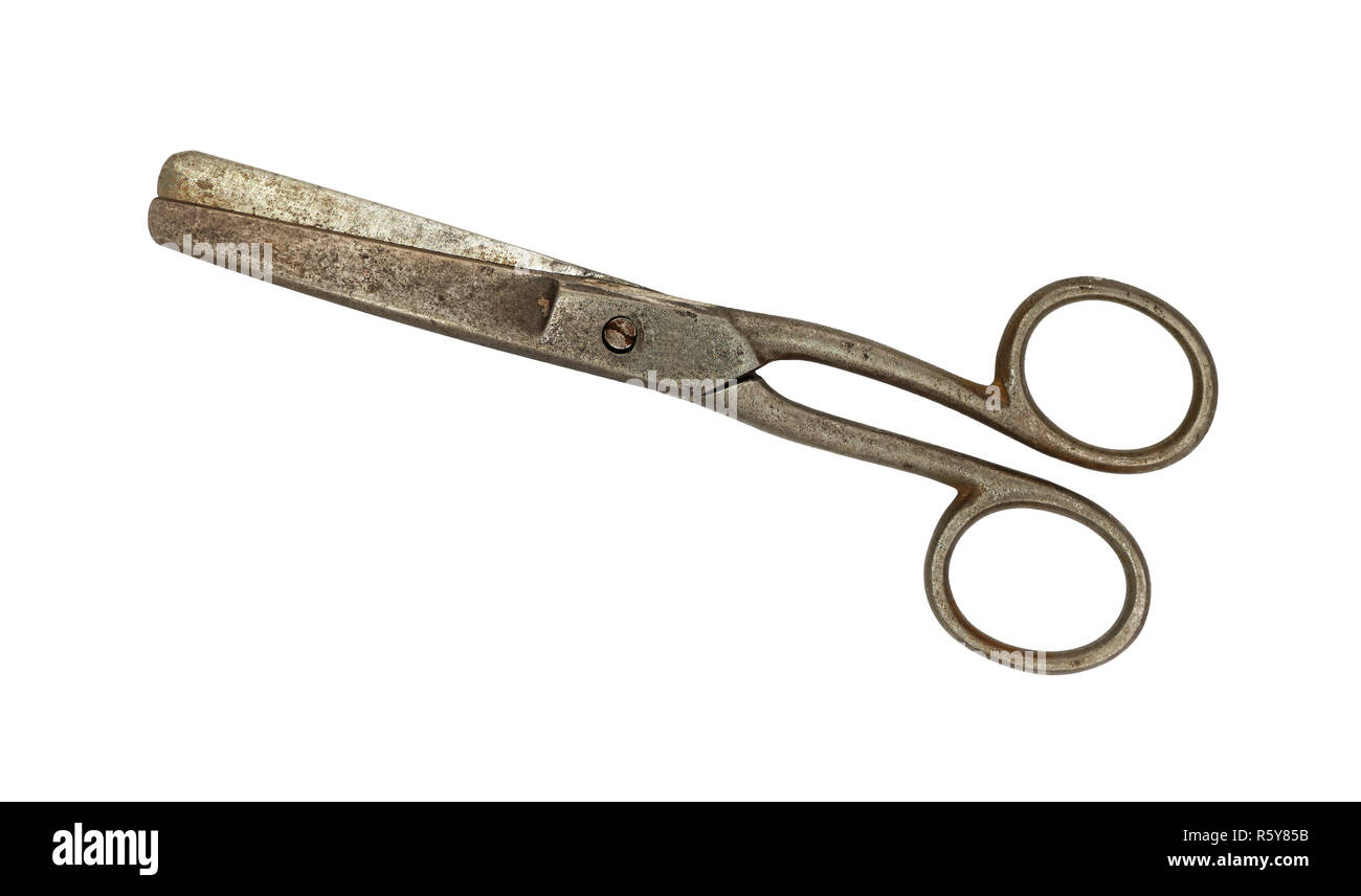 Small old vintage scissors isolated on white Stock Photo - Alamy