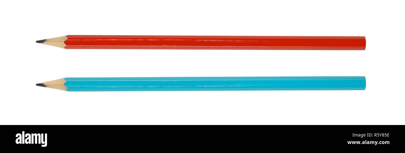 Two pencils red and blue isolated on white Stock Photo - Alamy