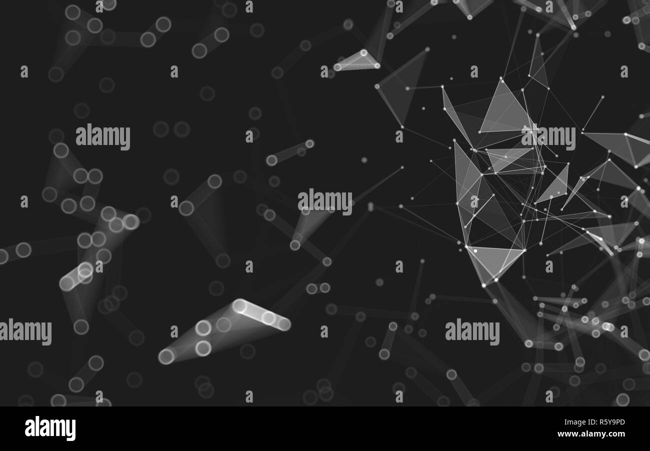 Abstract polygonal space low poly dark background, 3d rendering Stock ...