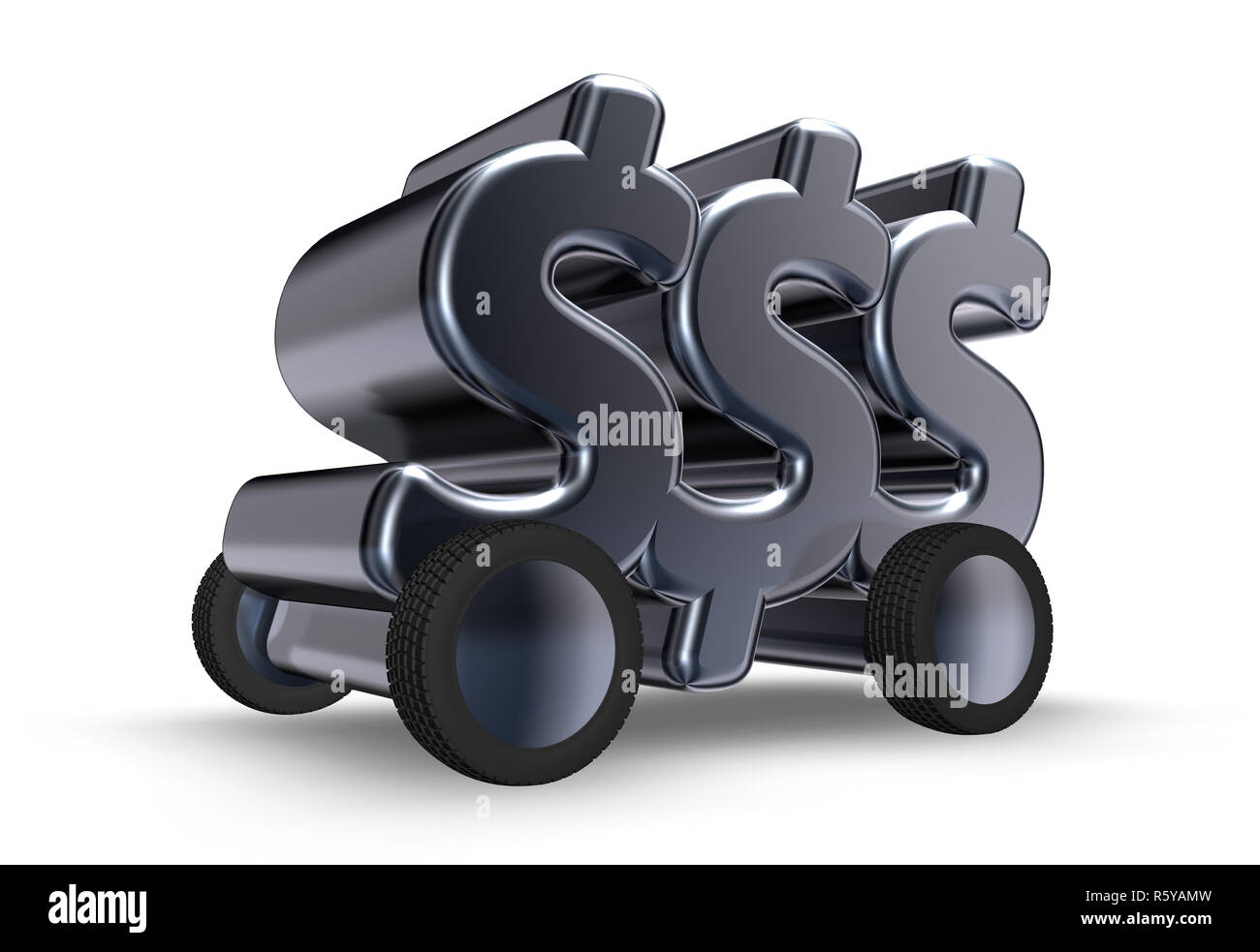 dollar symbols on wheels Stock Photo - Alamy