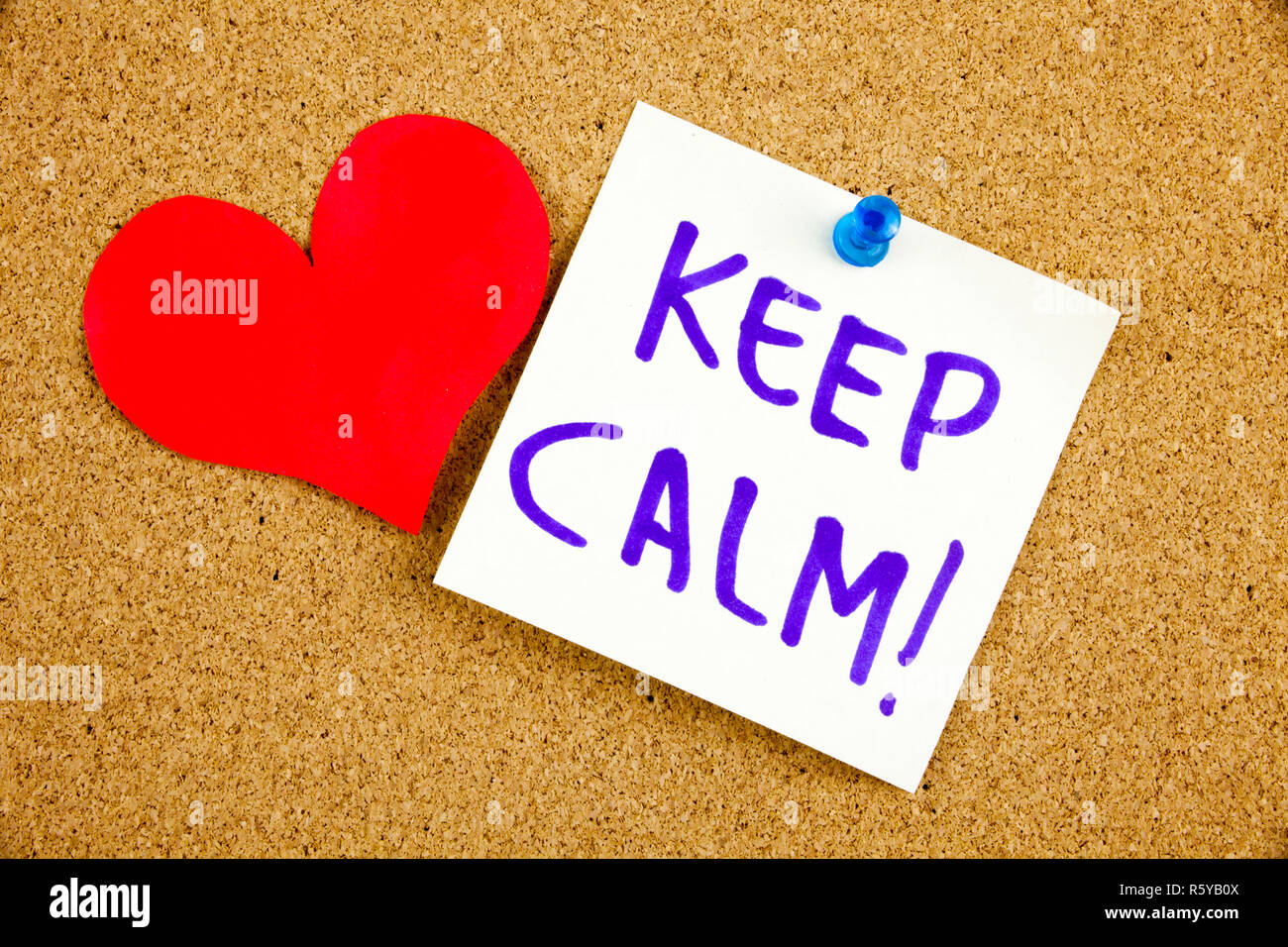 A yellow sticky note writing, caption, inscription Keep calm reminder ...