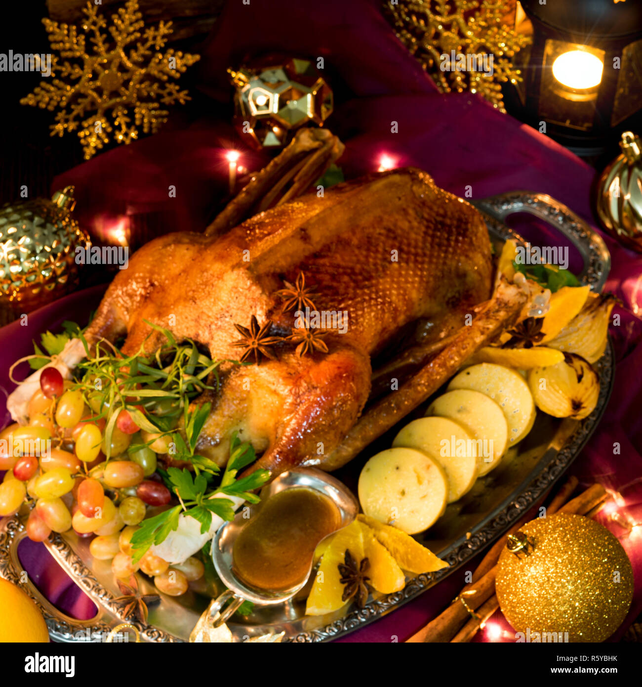 christmas goose dinner Stock Photo - Alamy