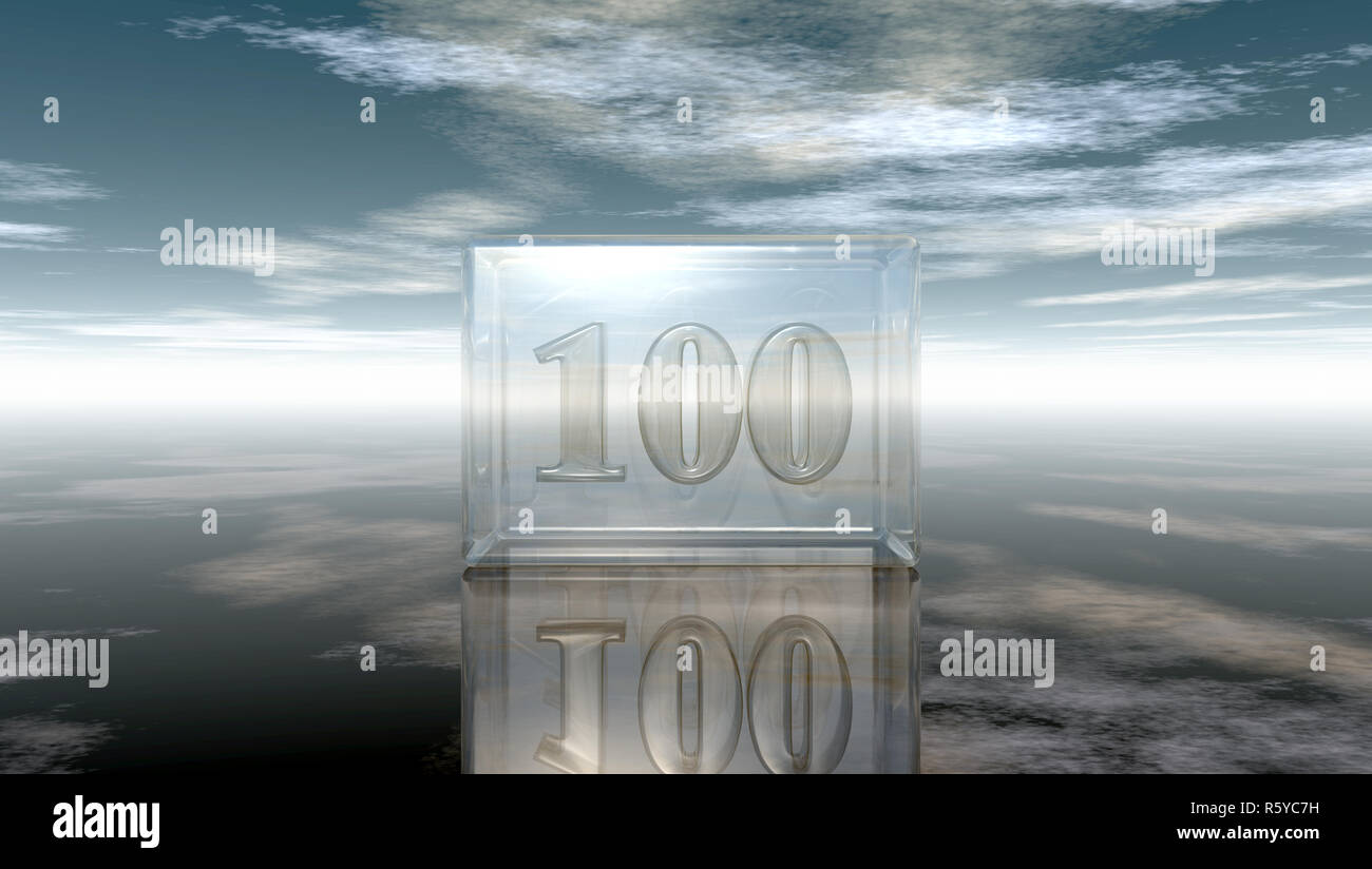 the number one hundred in glass cubes under cloudy sky Stock Photo - Alamy