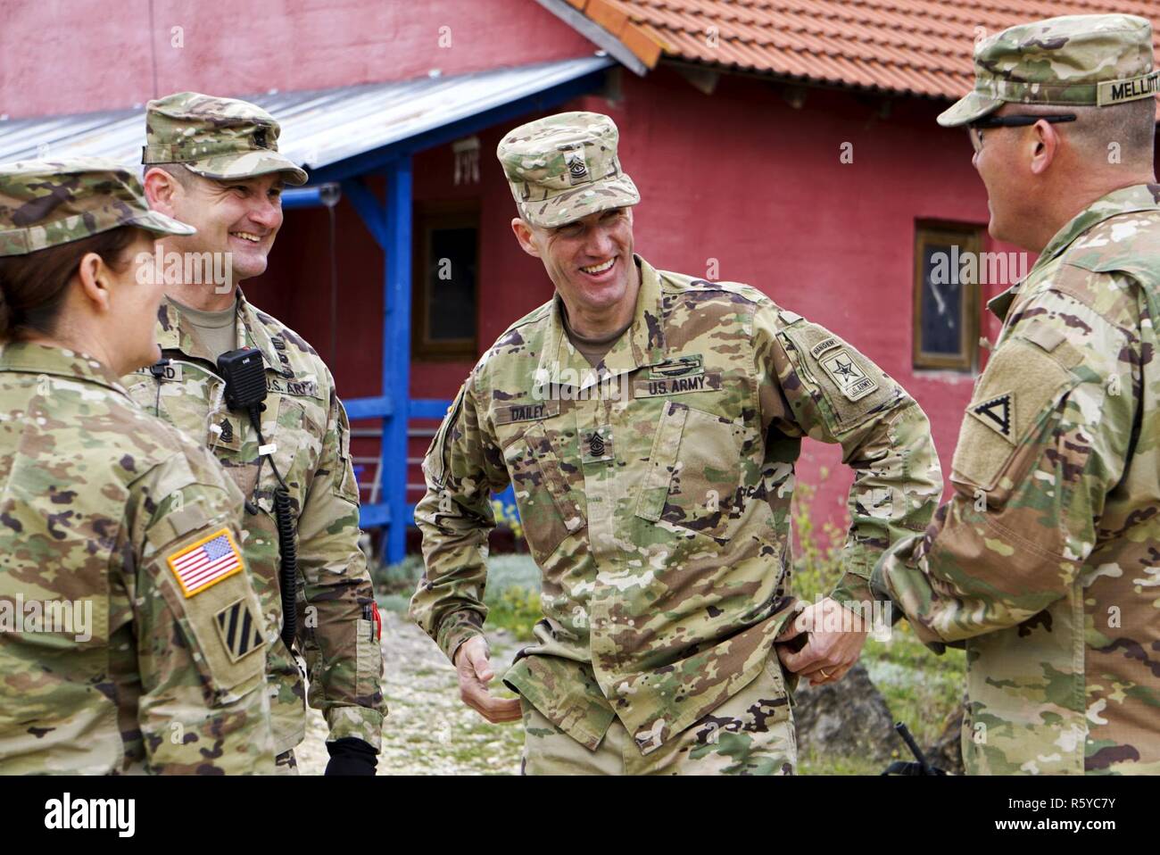 U.S. Army Command Sgt. Major Daniel A. Dailey, 15th Sergeant Major of the U.S. Army, speaks with ...