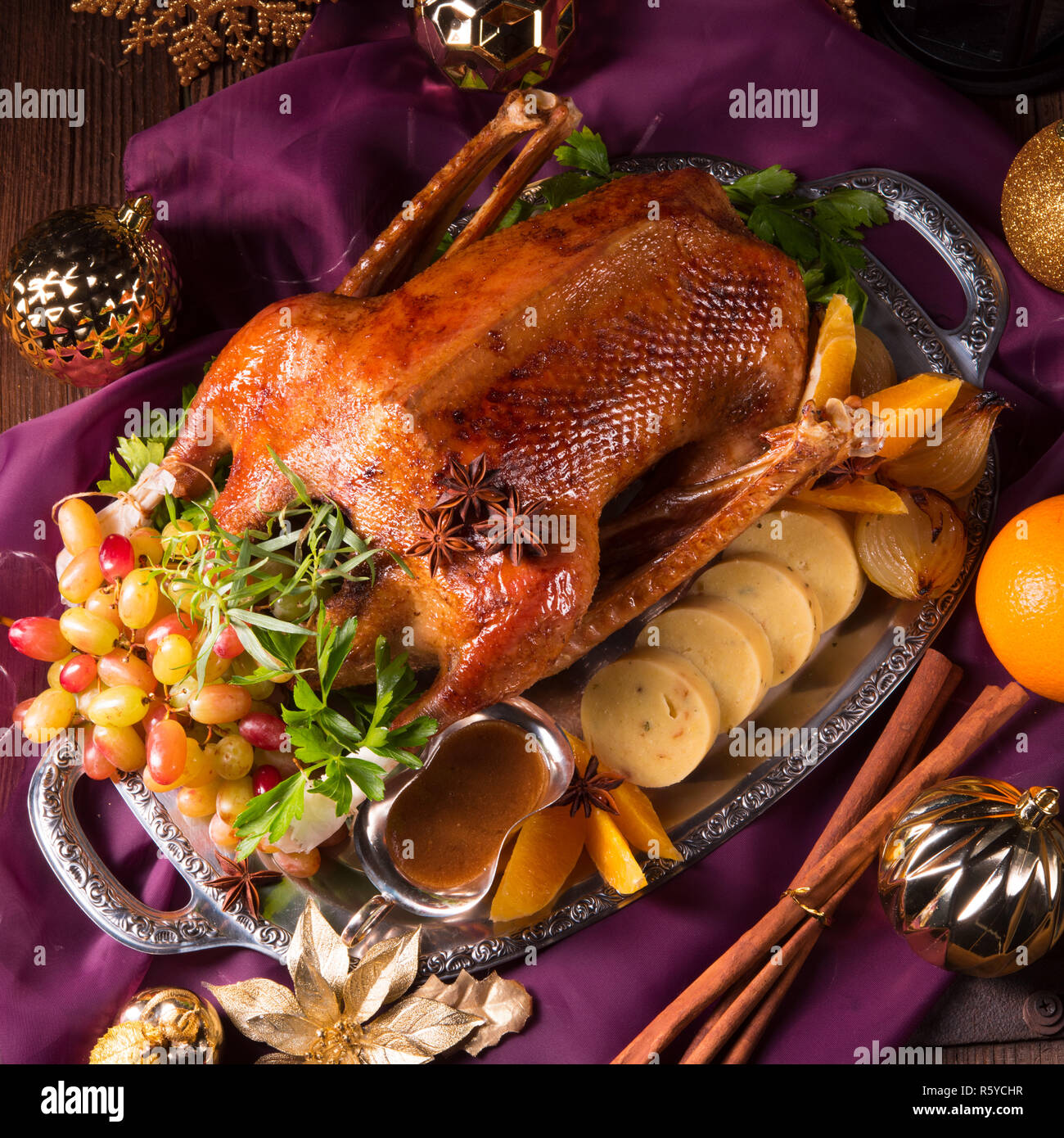 christmas goose dinner Stock Photo - Alamy