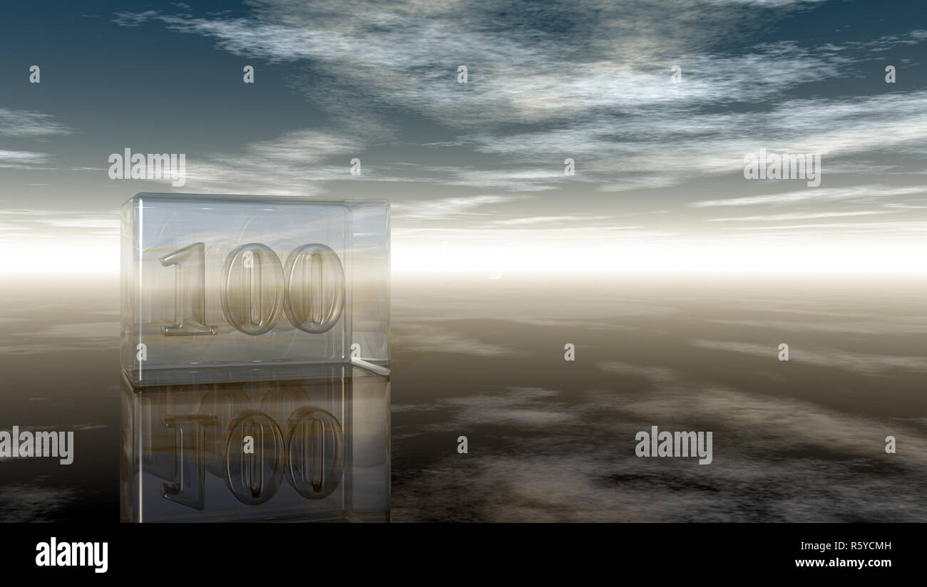 the number one hundred in glass cubes under cloudy sky Stock Photo - Alamy