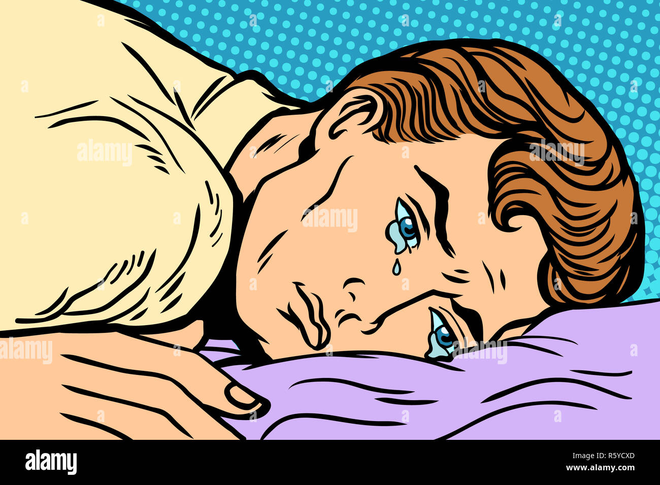 Cartoon man lying on bed hi-res stock photography and images - Alamy