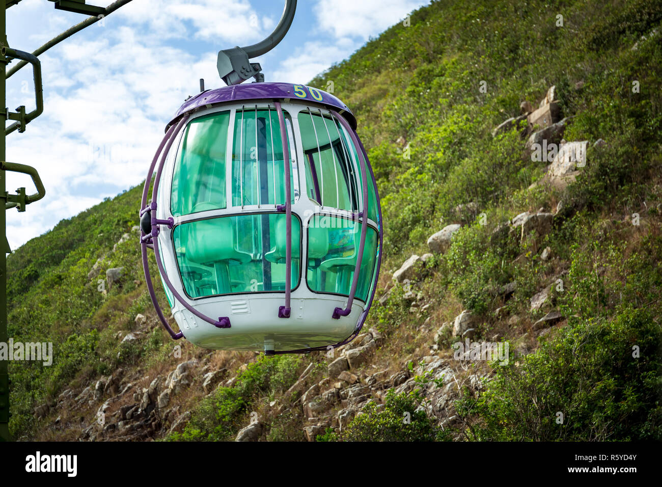 Hong Kong China, Nov 29, 2018: Cablecar in Ocean Park, Hongkong. Cable ...