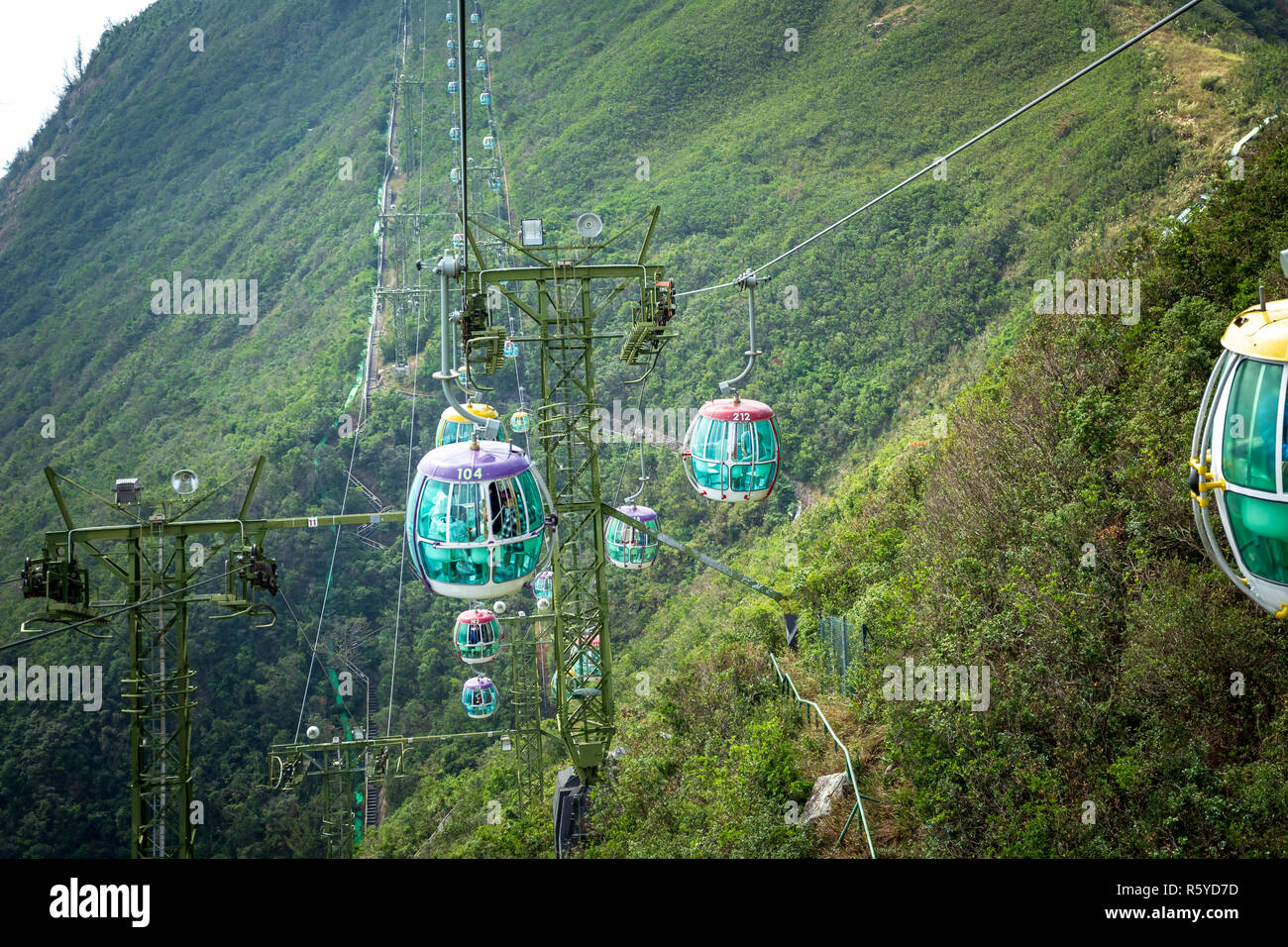 Hong Kong China, Nov 29, 2018: Cablecar in Ocean Park, Hongkong. Cable ...