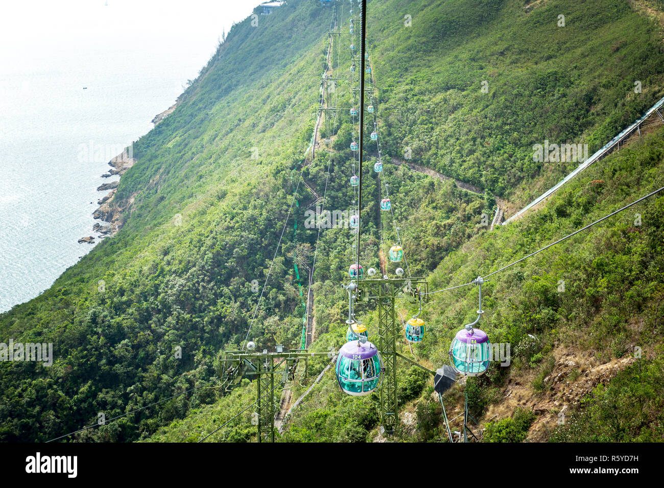 Hong Kong China, Nov 29, 2018: Cablecar in Ocean Park, Hongkong. Cable ...