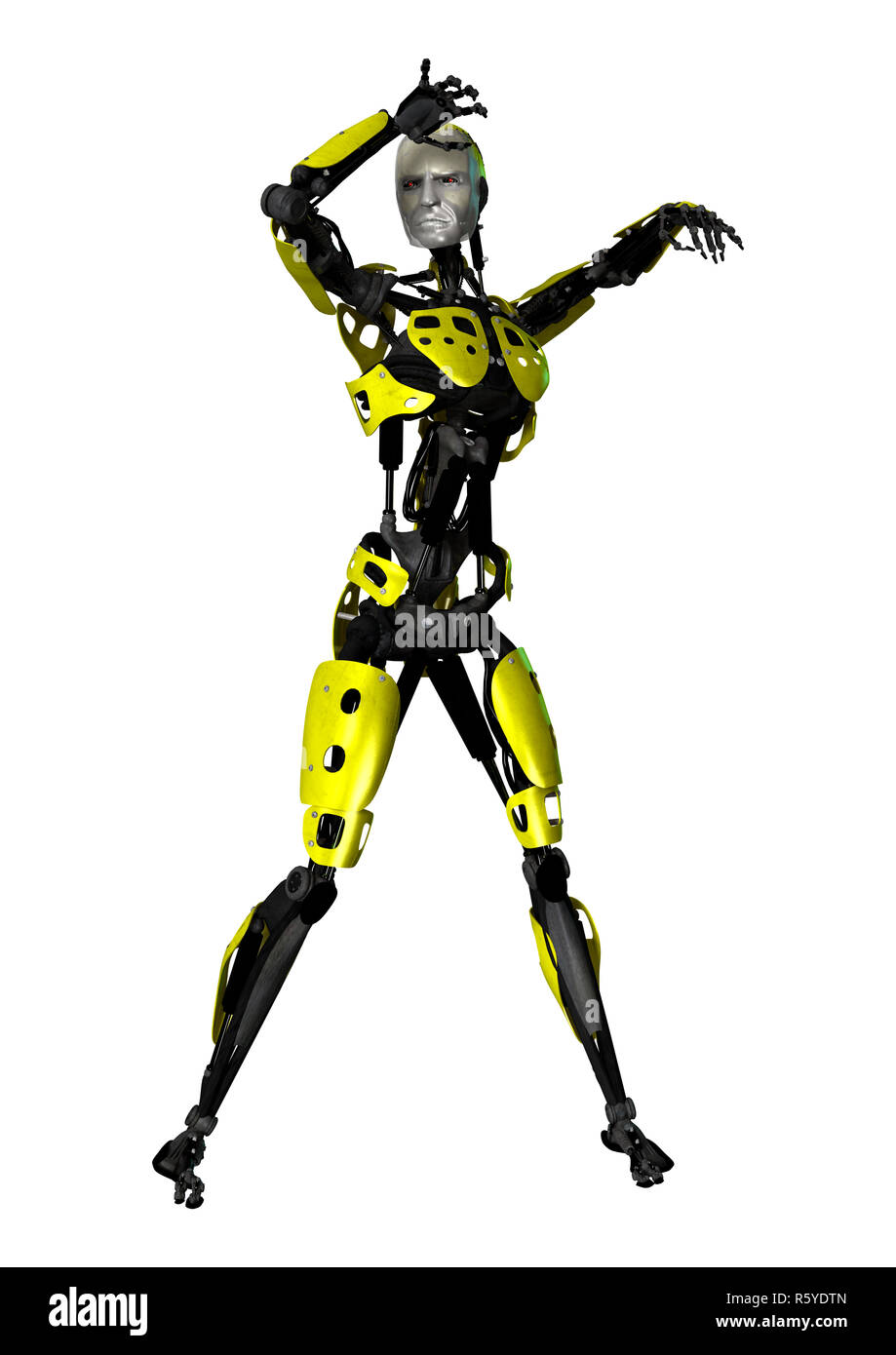 3D Rendering Dancing Robot on White Stock Photo - Alamy