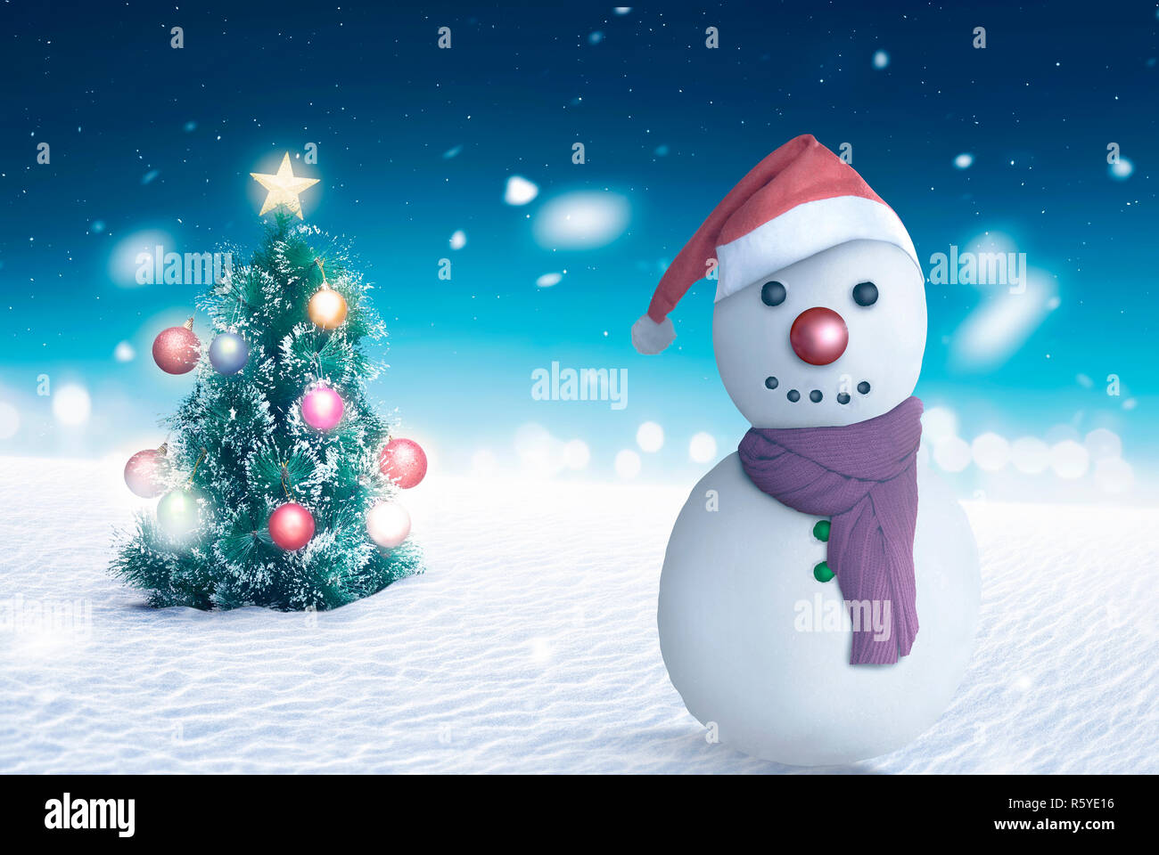 Jack frost with christmas tree background Stock Photo - Alamy
