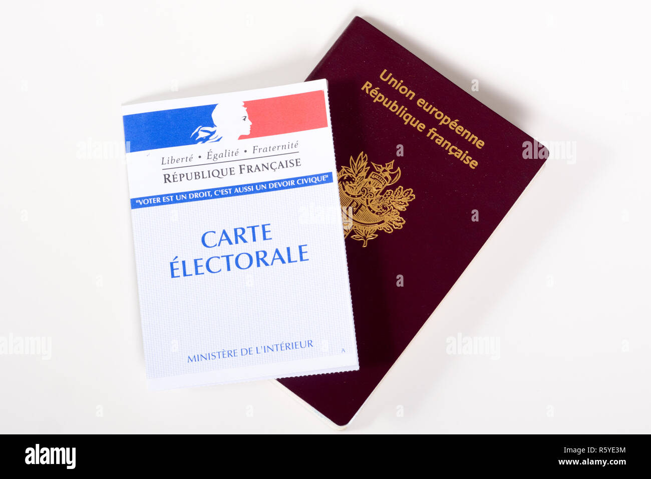 french passport and voting card isolated on the white background Stock ...