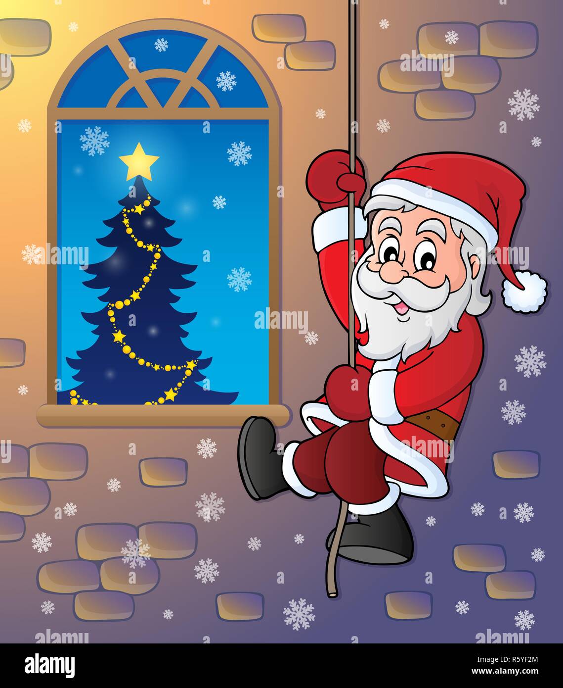 Climbing Santa Claus theme image 2 Stock Photo - Alamy