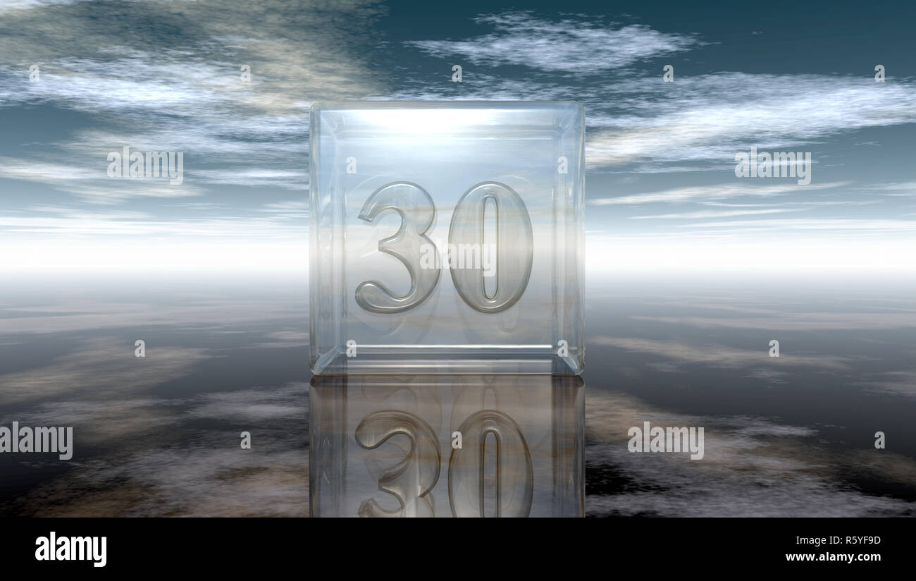 the number thirty in glass cubes under cloudy sky Stock Photo - Alamy