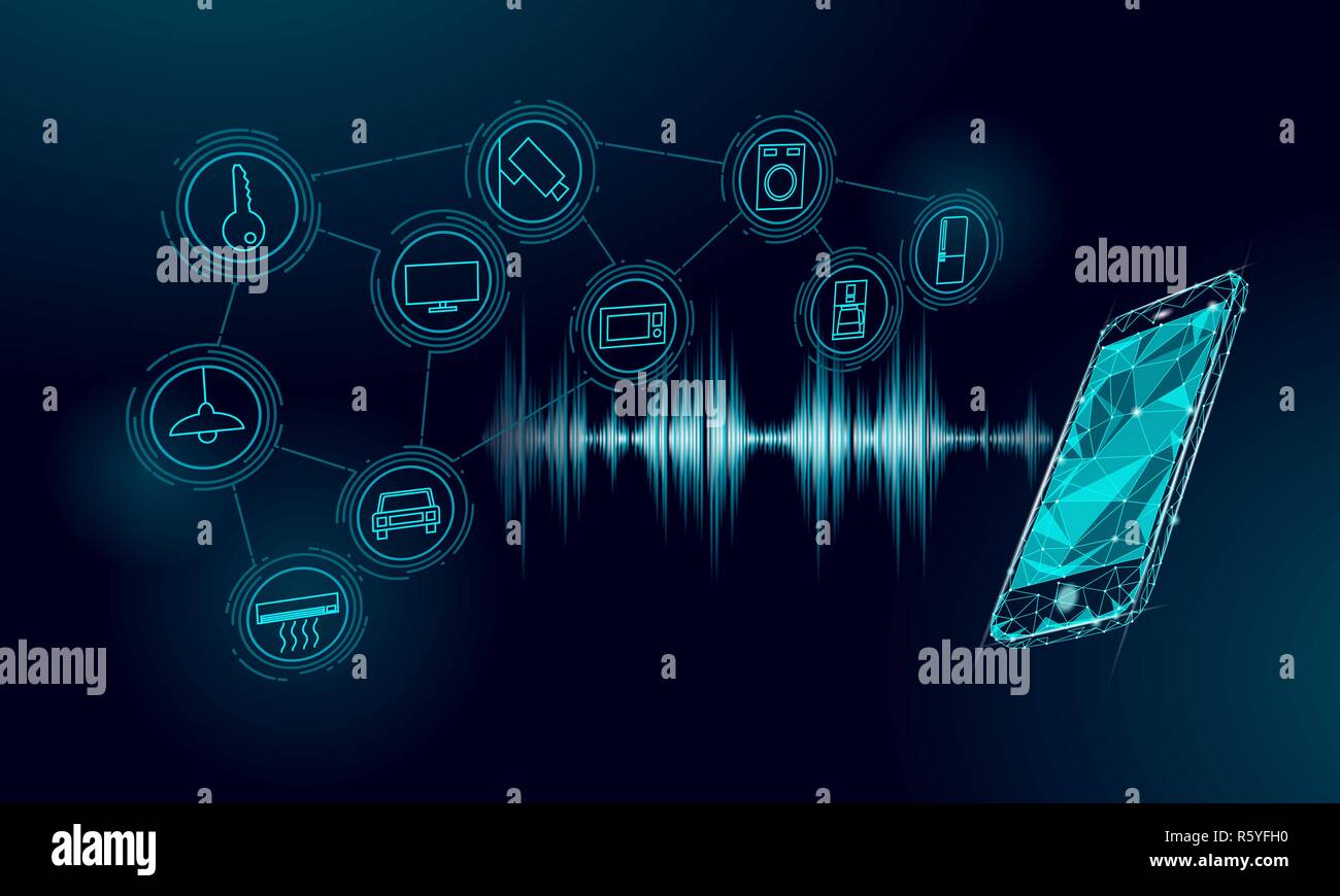 Voice assistant smart home control. Internet of things icon innovation ...