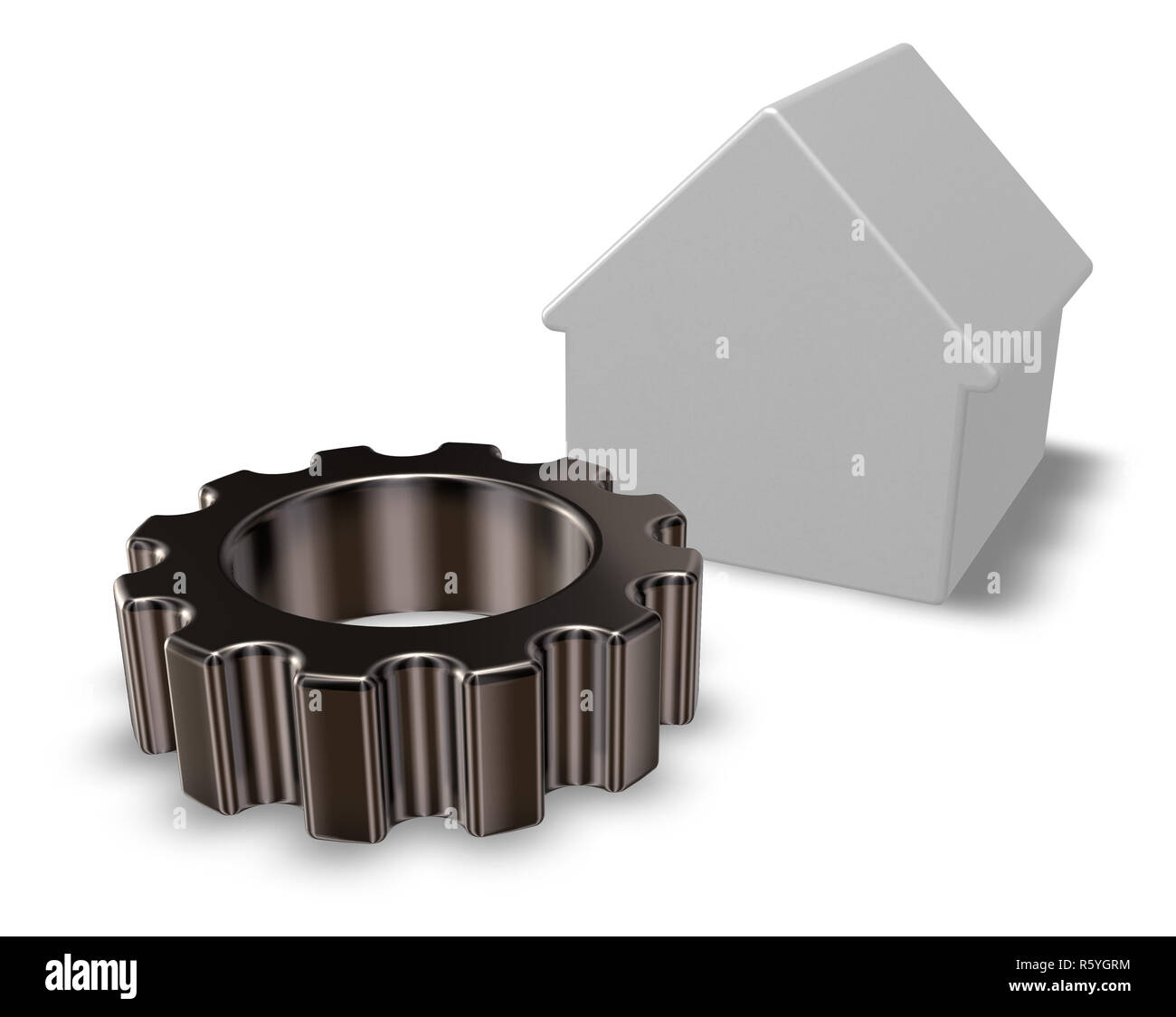 model house and gear Stock Photo - Alamy