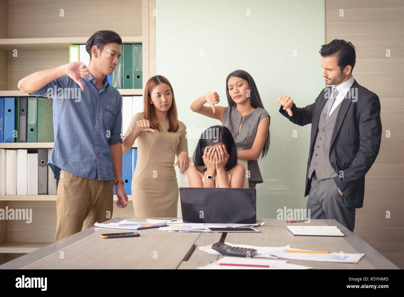 Unhappy person in team meeting hi-res stock photography and images - Alamy