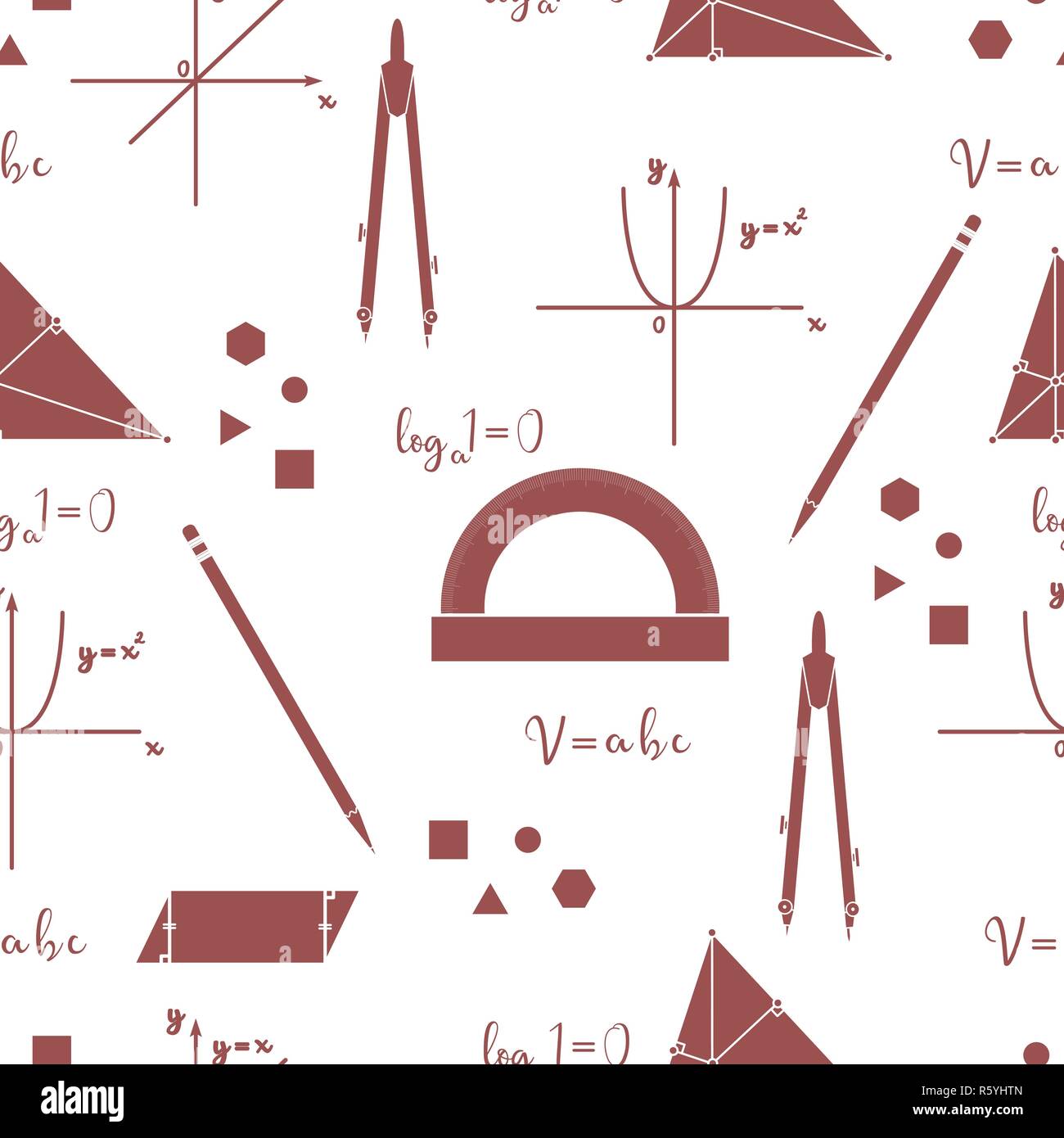 Mathematical scientific vector seamless pattern with geometry plots ...
