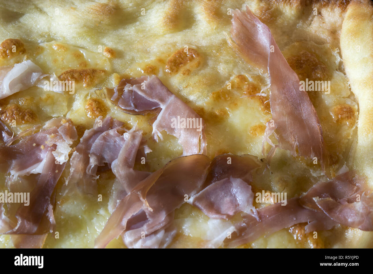 homemade pizza with cured ham Stock Photo - Alamy