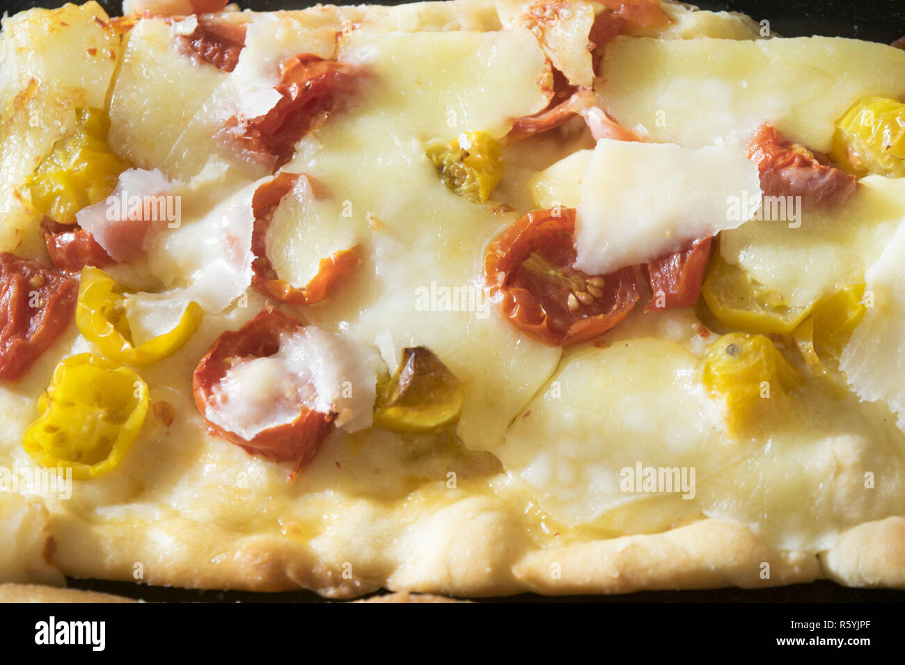 homemade pizza with cured ham Stock Photo - Alamy