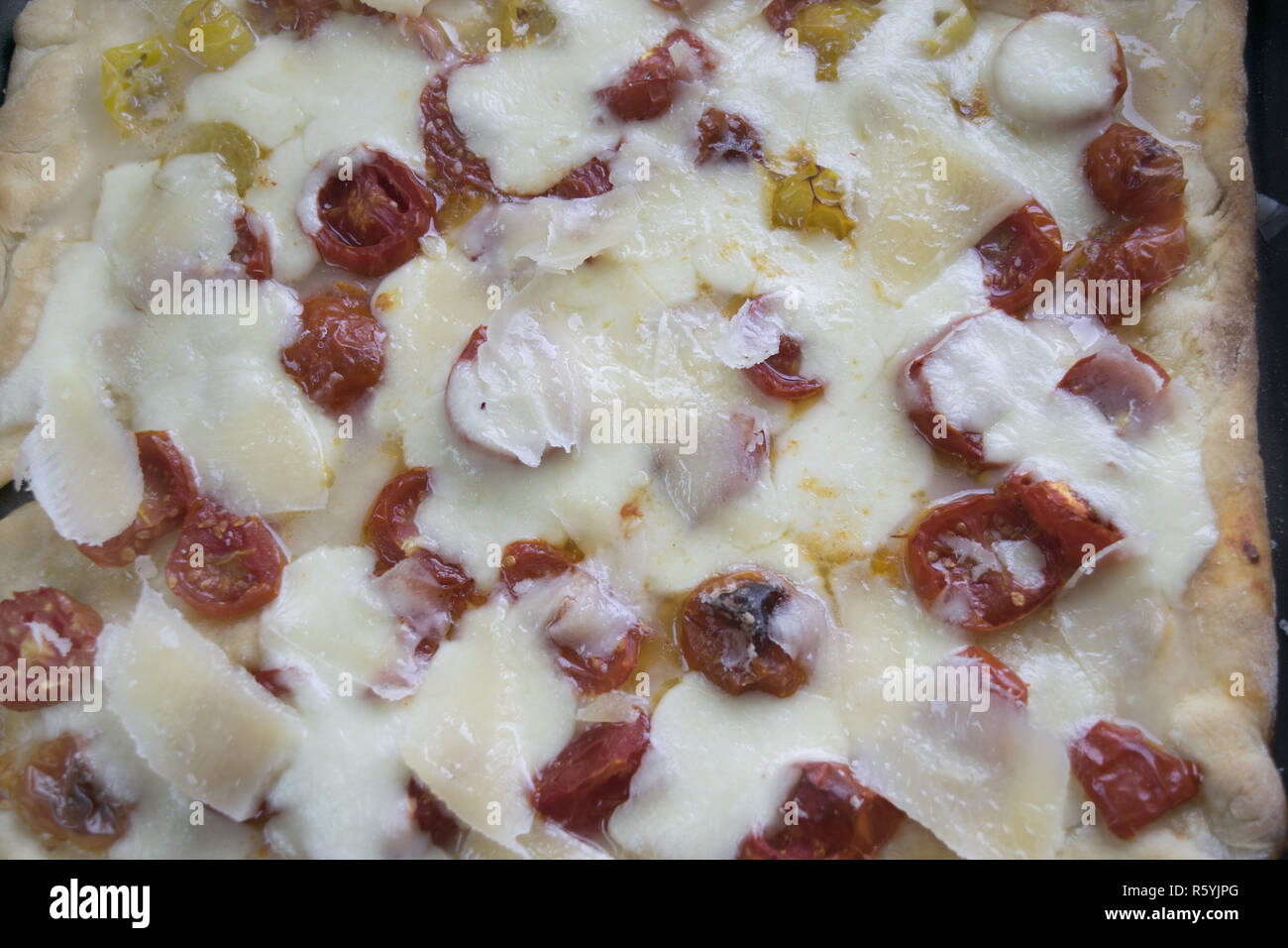 homemade pizza with cured ham Stock Photo - Alamy