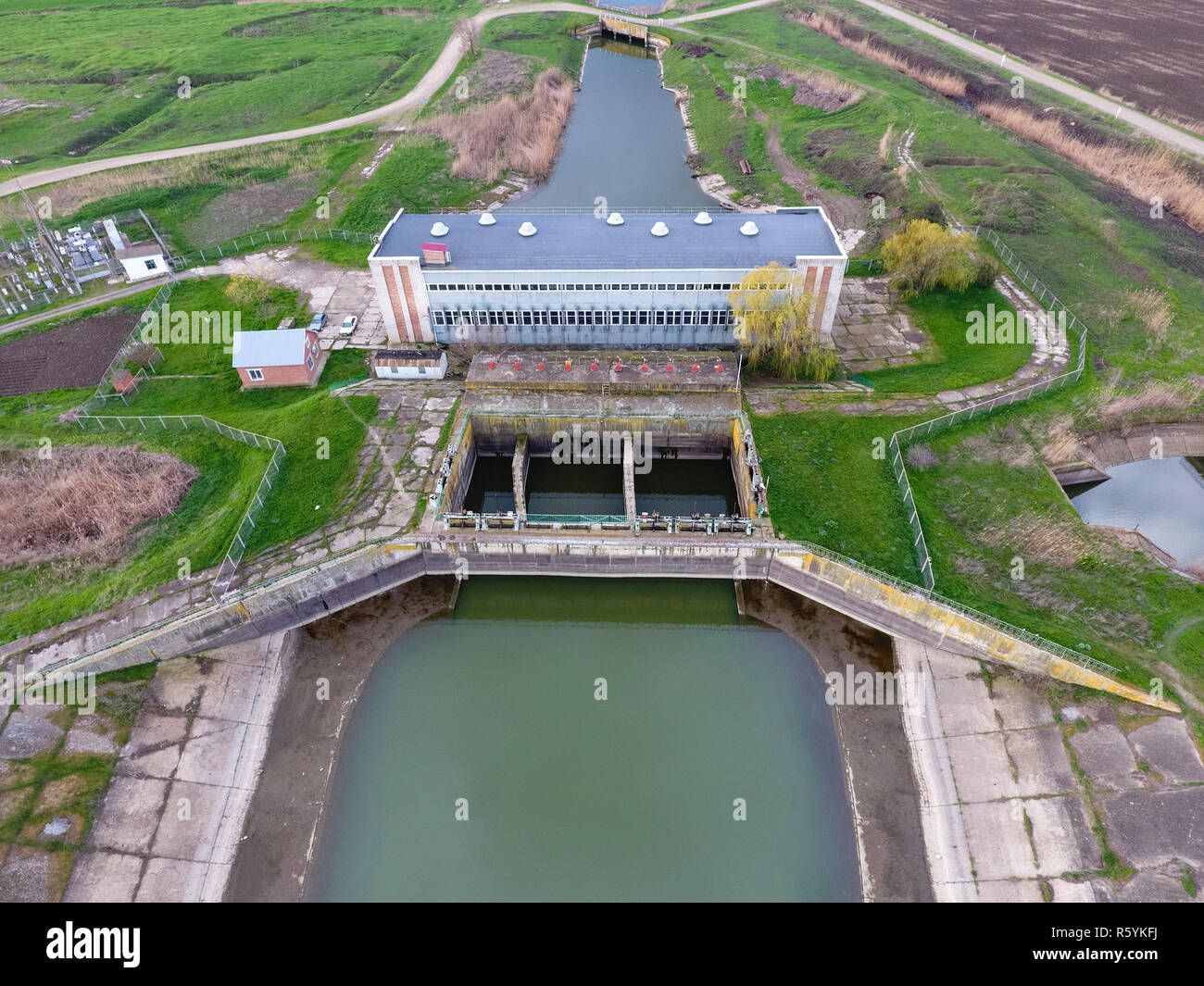 Water pumping station of irrigation system of rice fields. View Stock ...