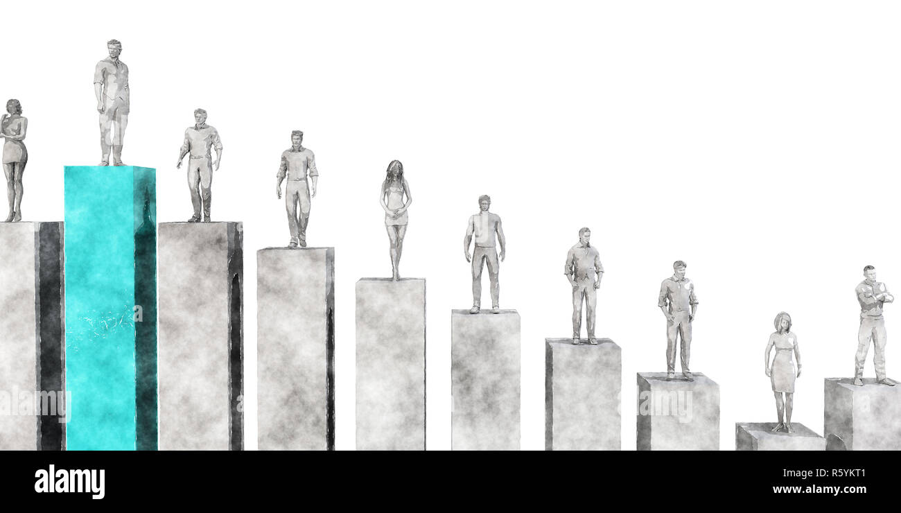 People Standing on Bar Chart Stock Photo - Alamy