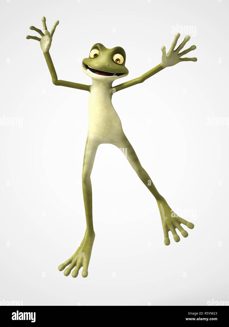 3D rendering of cartoon frog jumping for joy Stock Photo - Alamy
