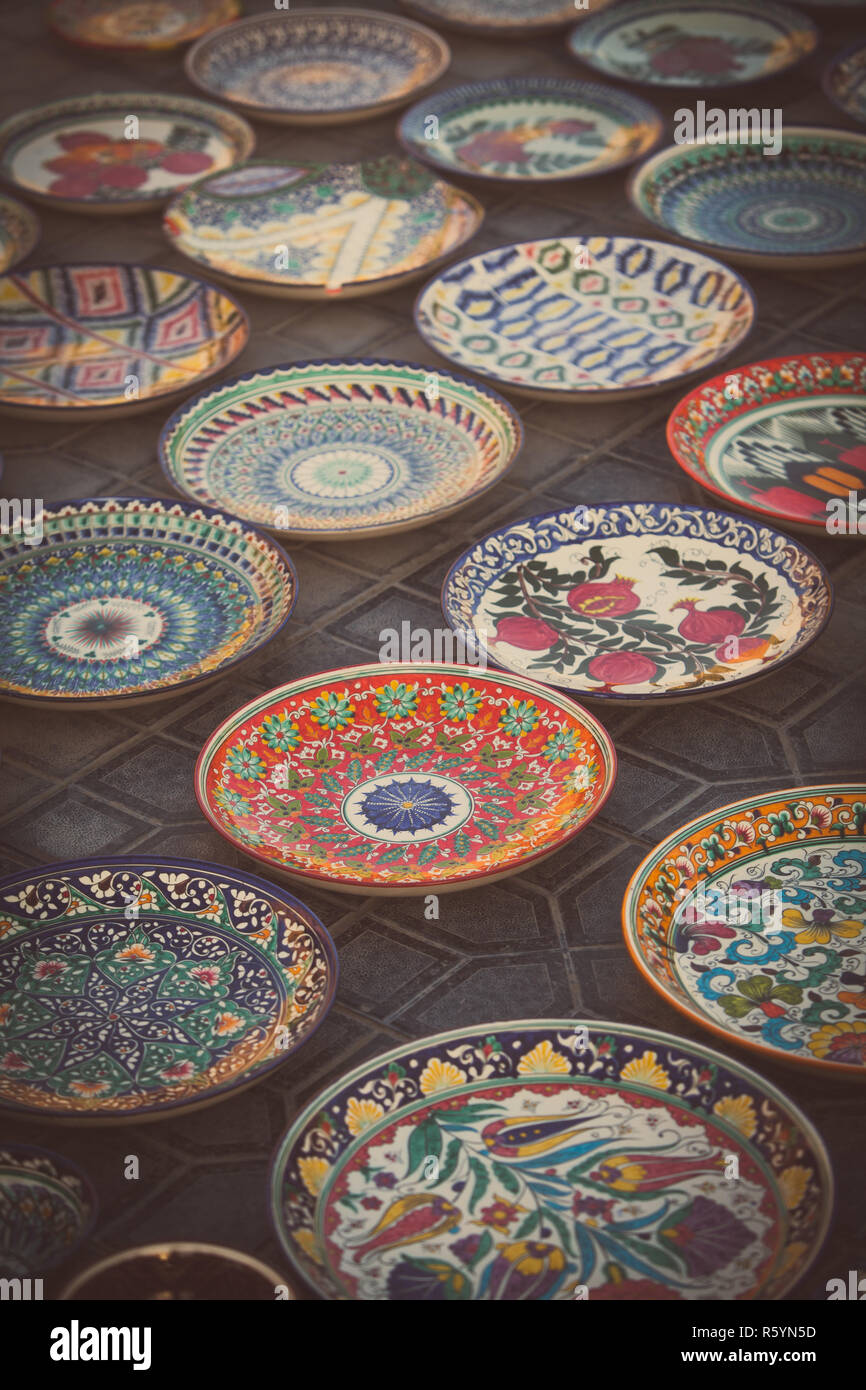 Uzbekistan traditional plates Stock Photo - Alamy