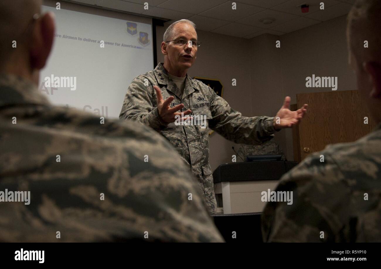 Maj. Gen. Robert D. LaBrutta, Second Air Force commander, speaks to ...