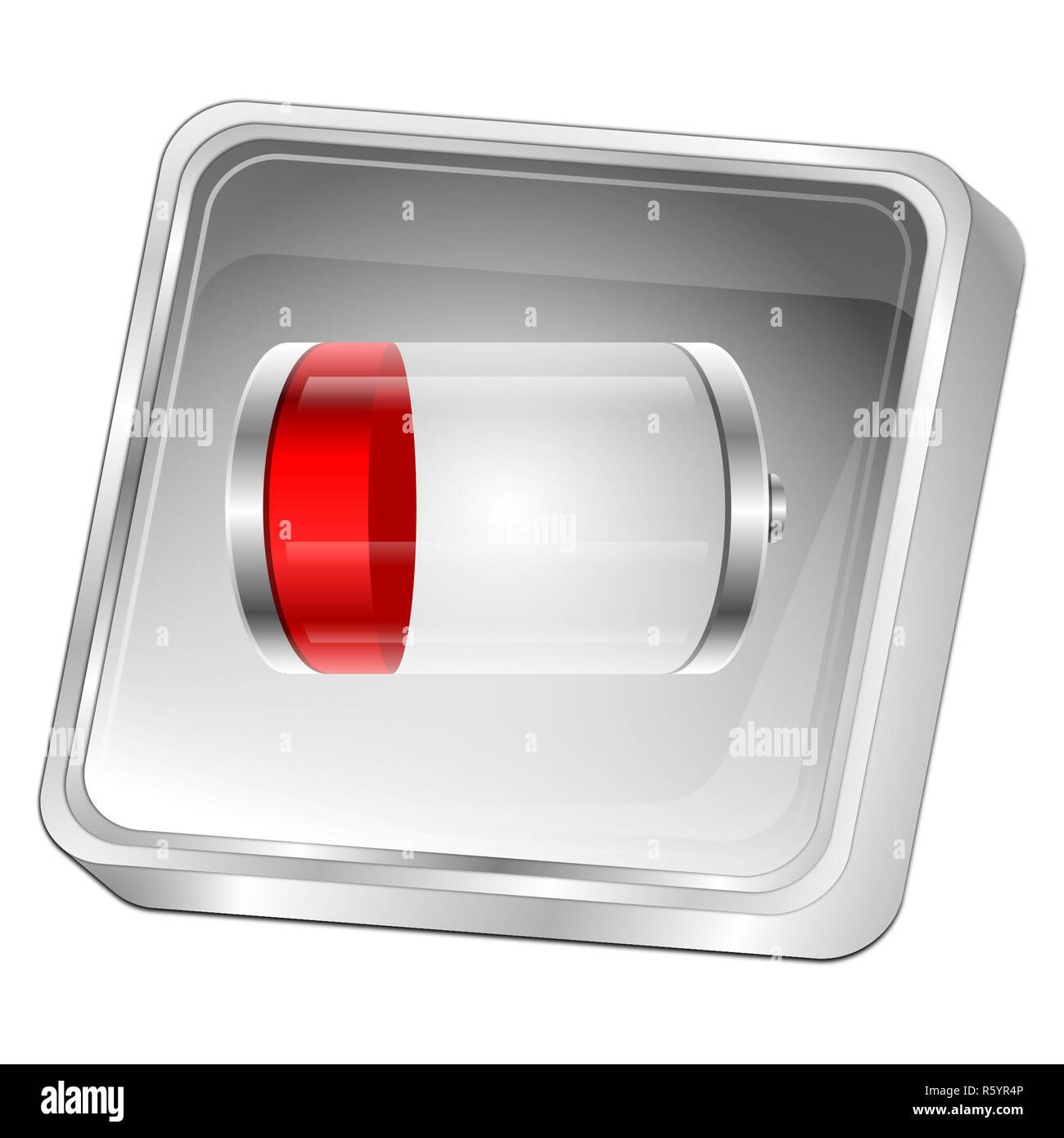 silver red Battery Button - 3D illustration Stock Photo - Alamy