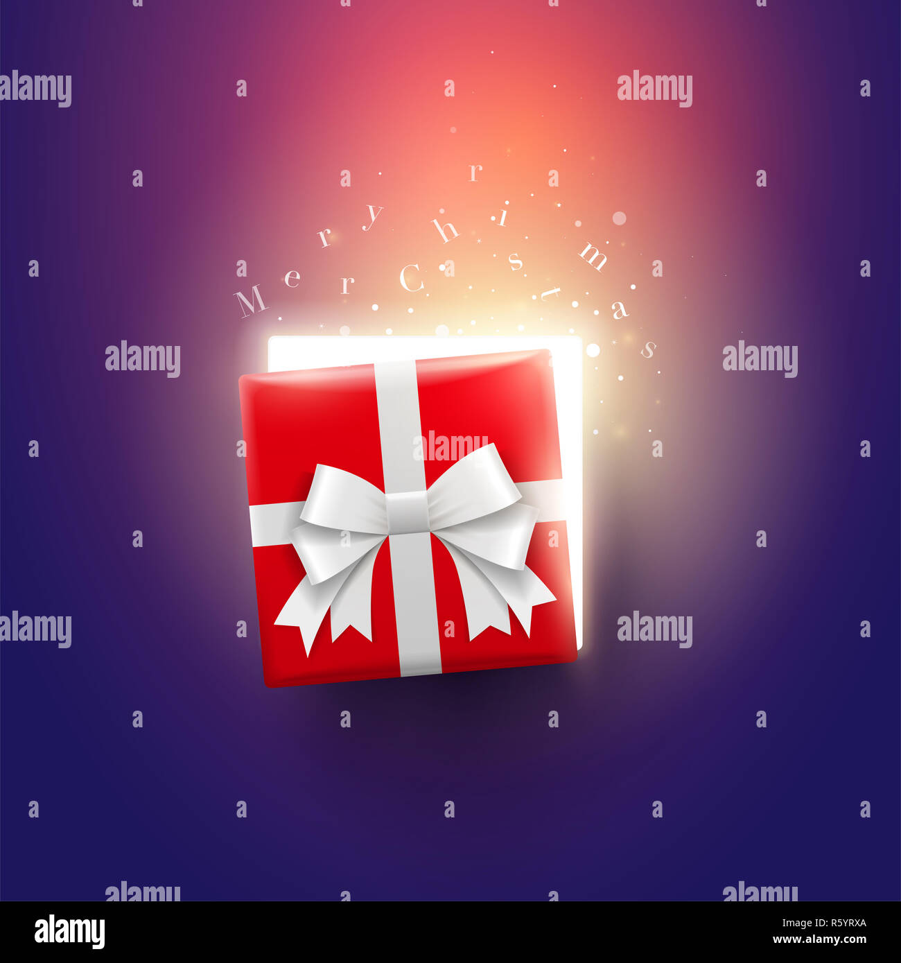 Christmas Gift Box with magical lights Stock Photo - Alamy