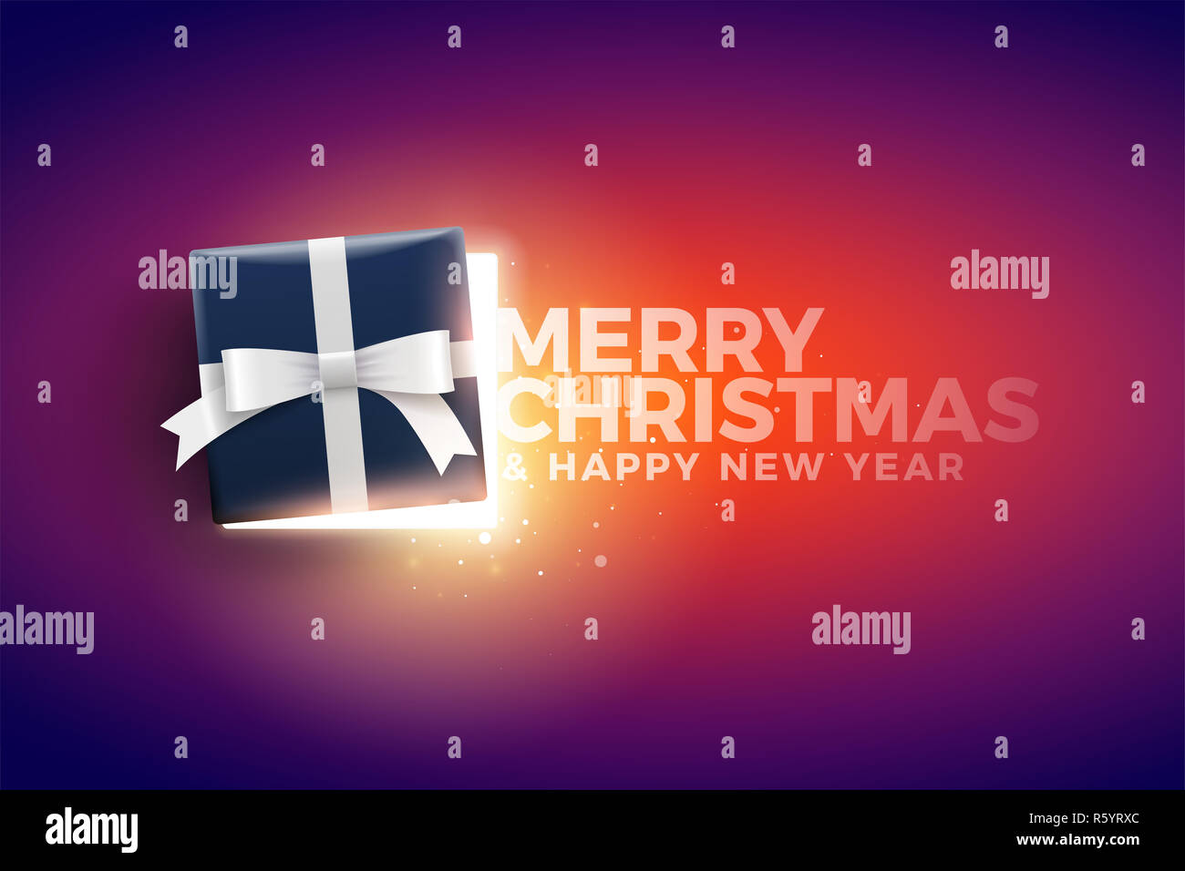 Christmas Gift Box with magical lights Stock Photo - Alamy