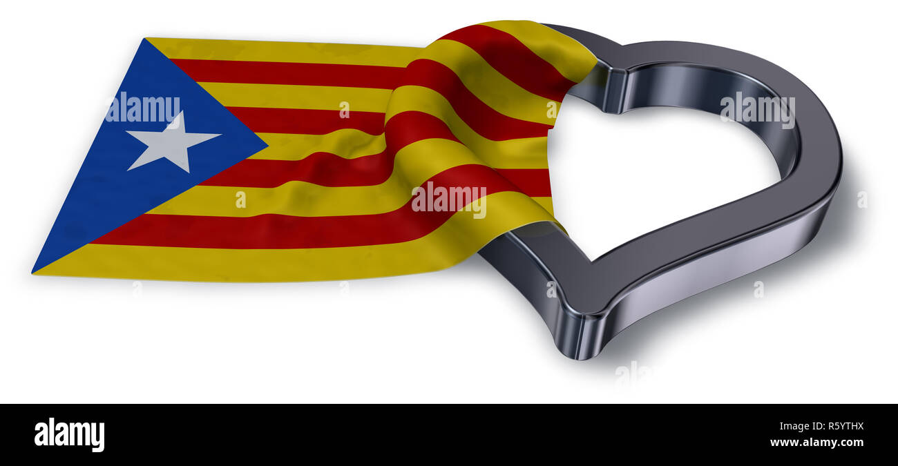 flag of catalonia and heart symbol Stock Photo - Alamy