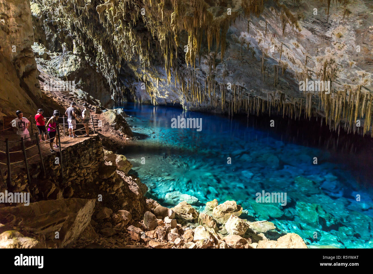 Bonito, Brazil - Mar 14th 2018 - Tourists exploring the amazing Blue ...