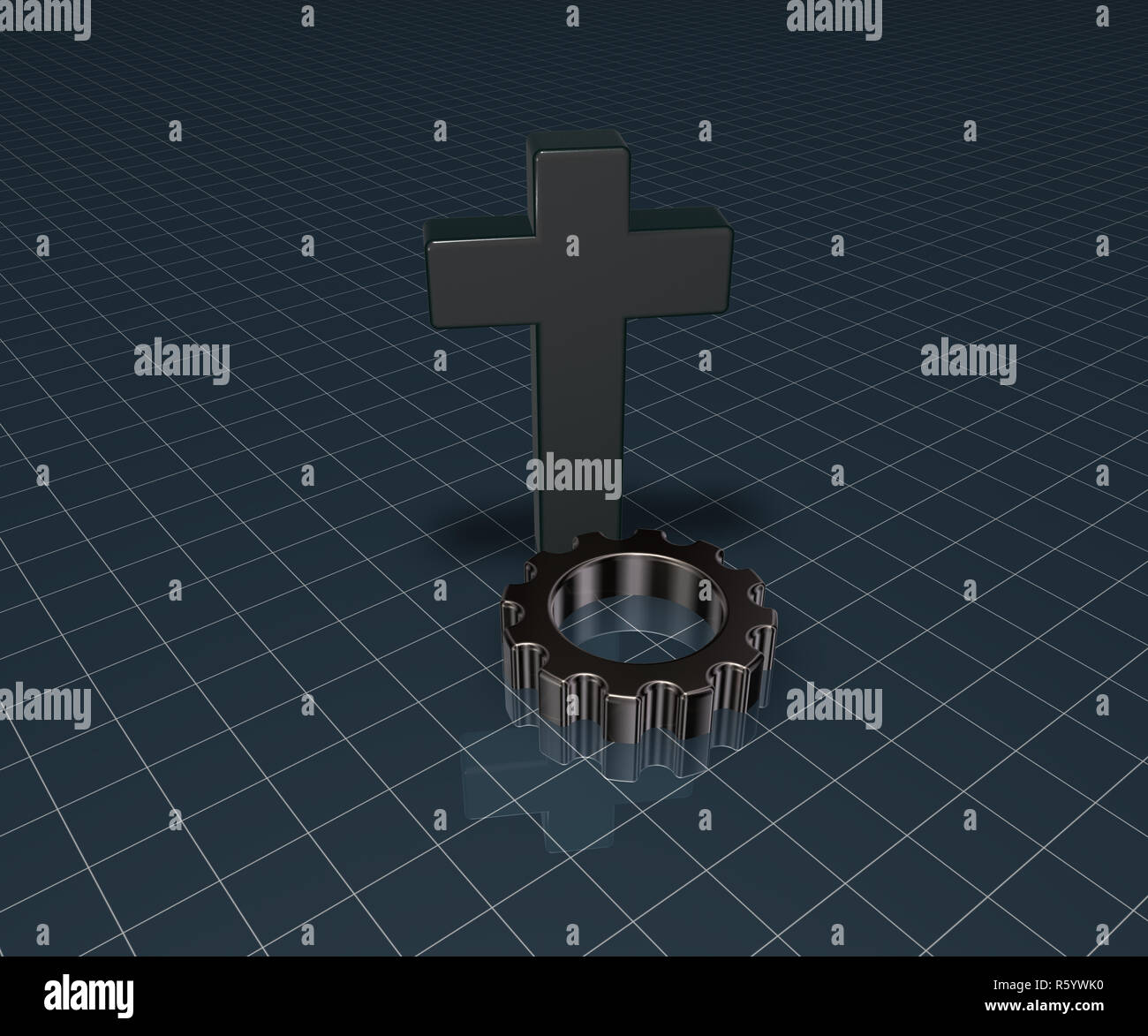 christian cross and gear wheel Stock Photo - Alamy