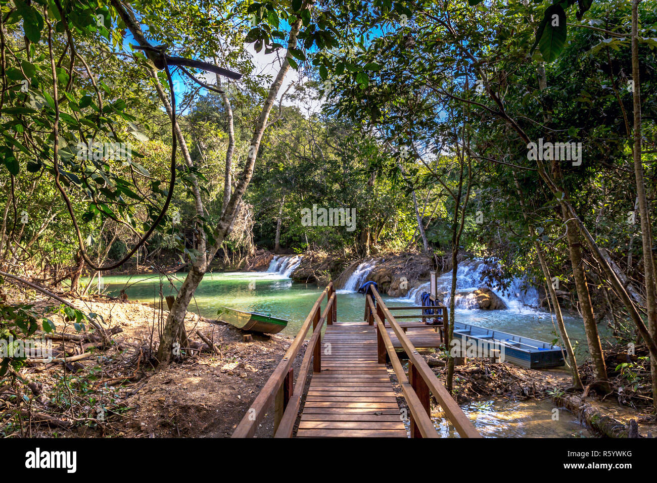 An eco-tourism trail in Bonito, a touristic destination in Brazil Stock ...