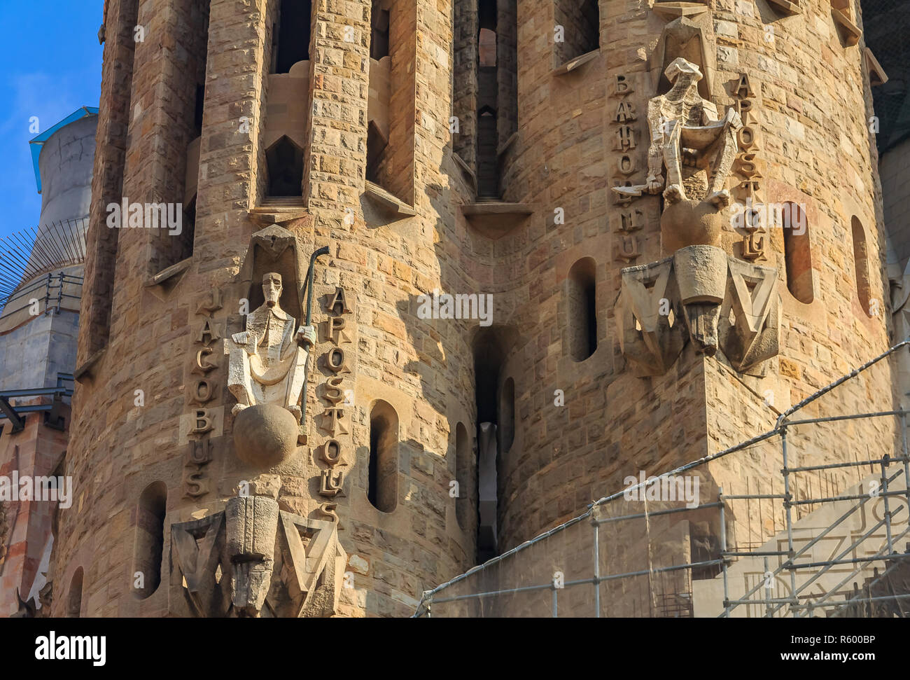 Details of the facade of the famous Sagrada Familia Cathedral, building ...