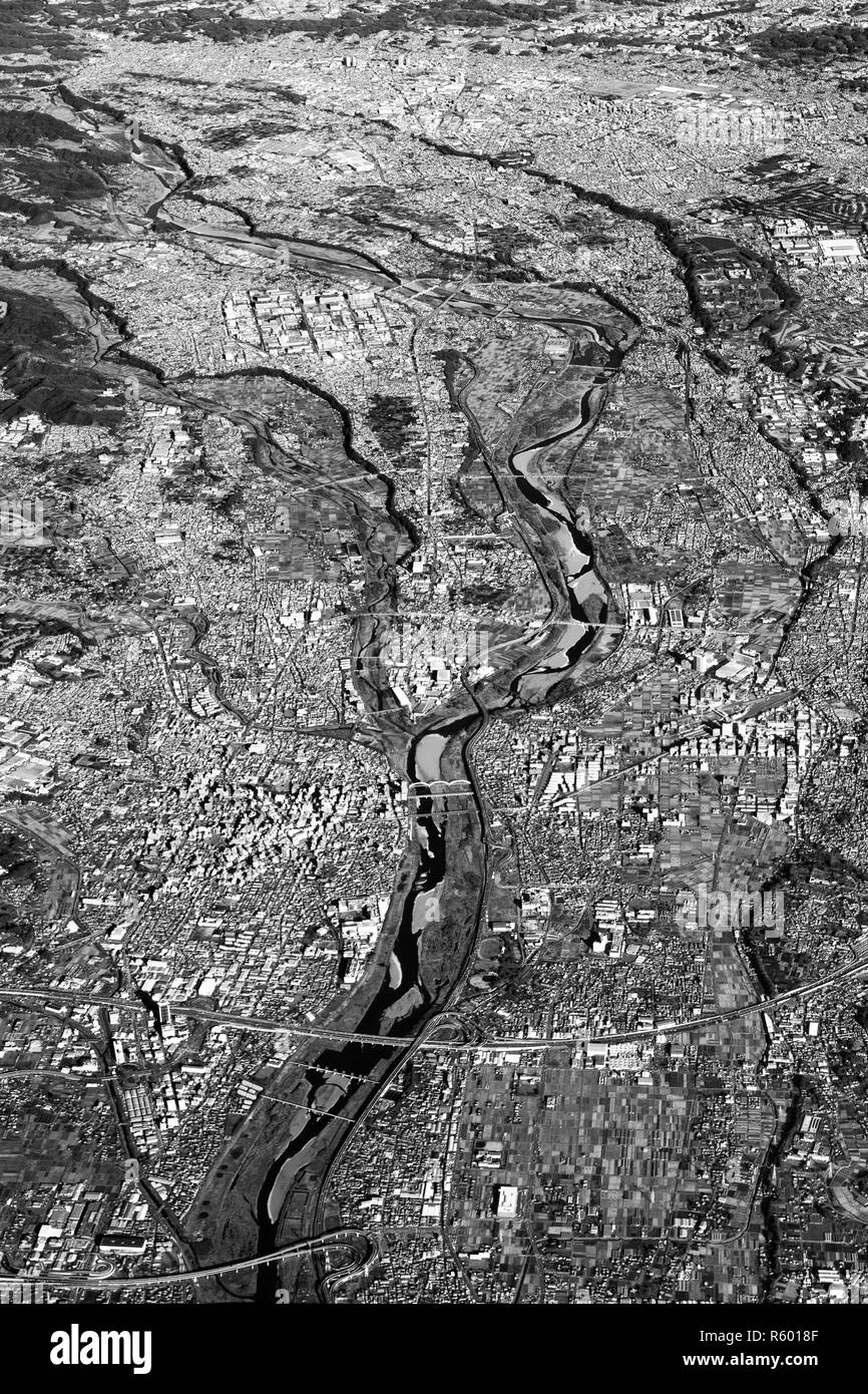Japan map satellite geography Black and White Stock Photos & Images - Alamy