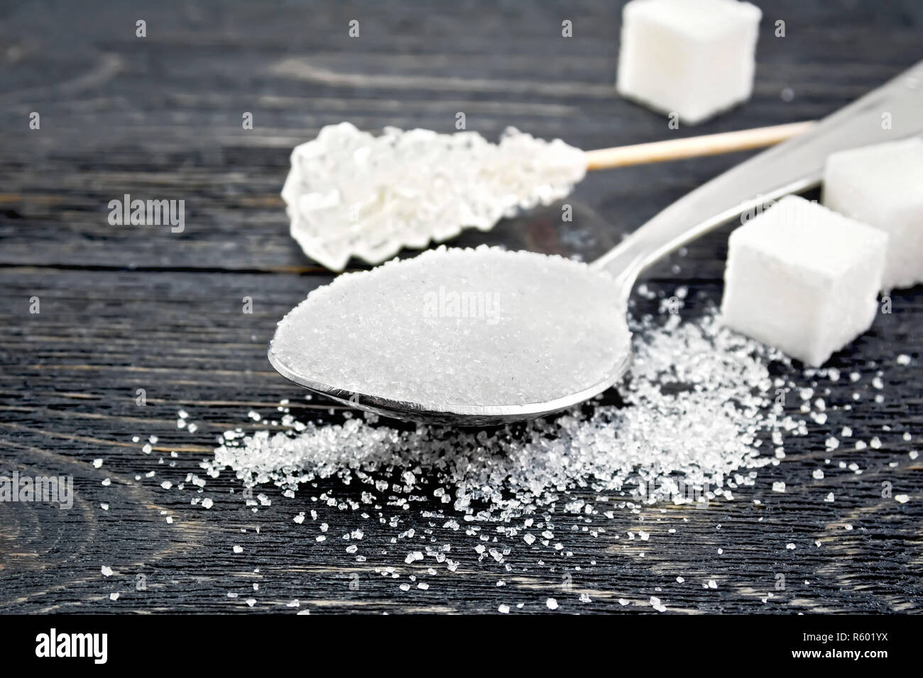 Sugar white different on board Stock Photo - Alamy