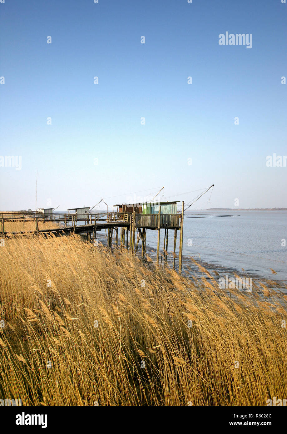 Huts facing the river Stock Photo - Alamy