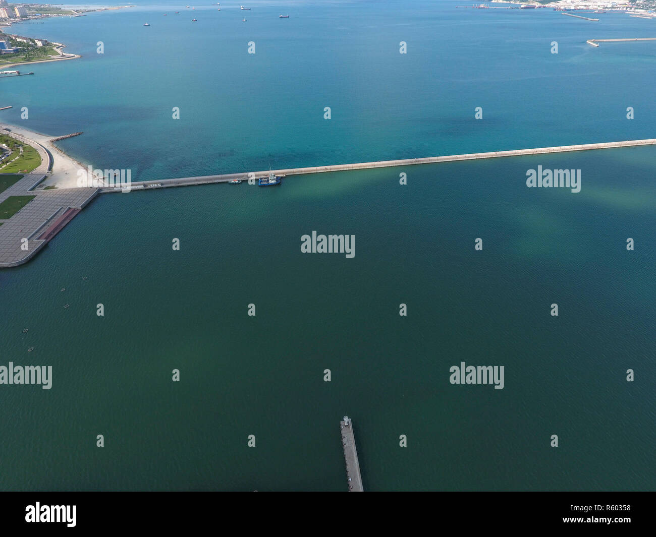 Top view of the bay Tsemess. The international sea port of Novor Stock ...