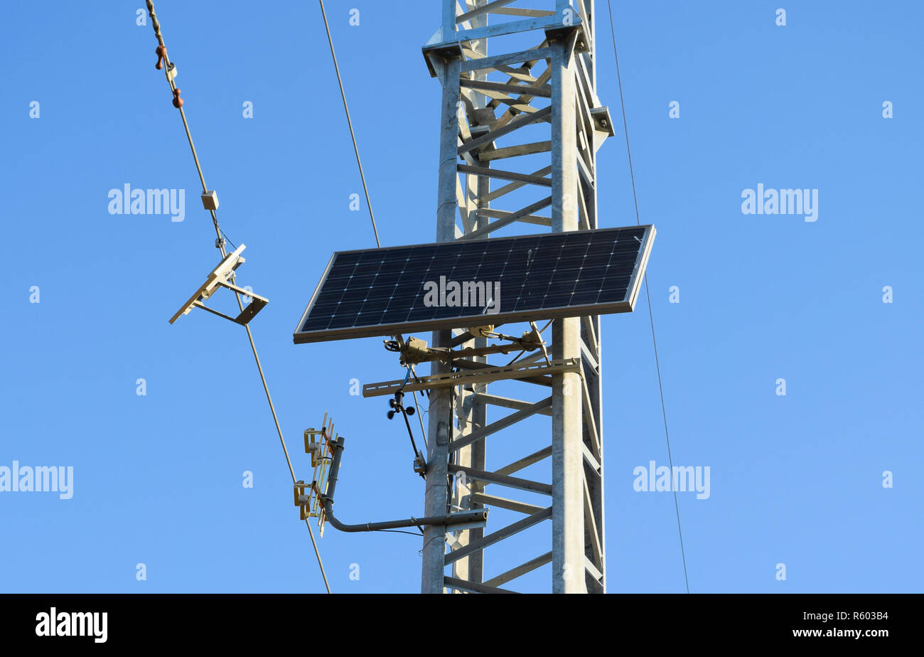 Solar cells to provide power transmission antenna Stock Photo - Alamy