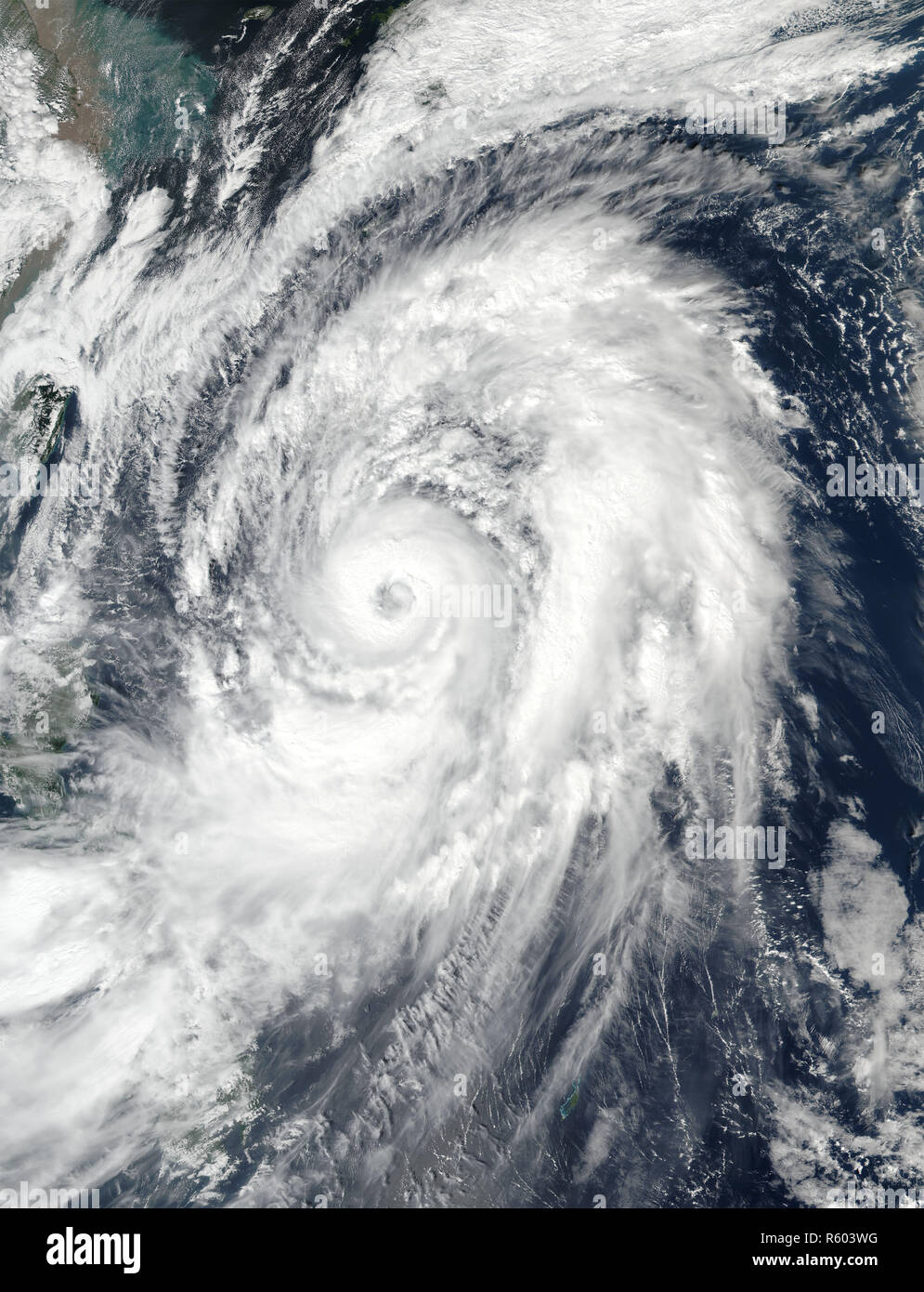 Typhoon Lan in the western Pacific. Elements of this image furnished by ...